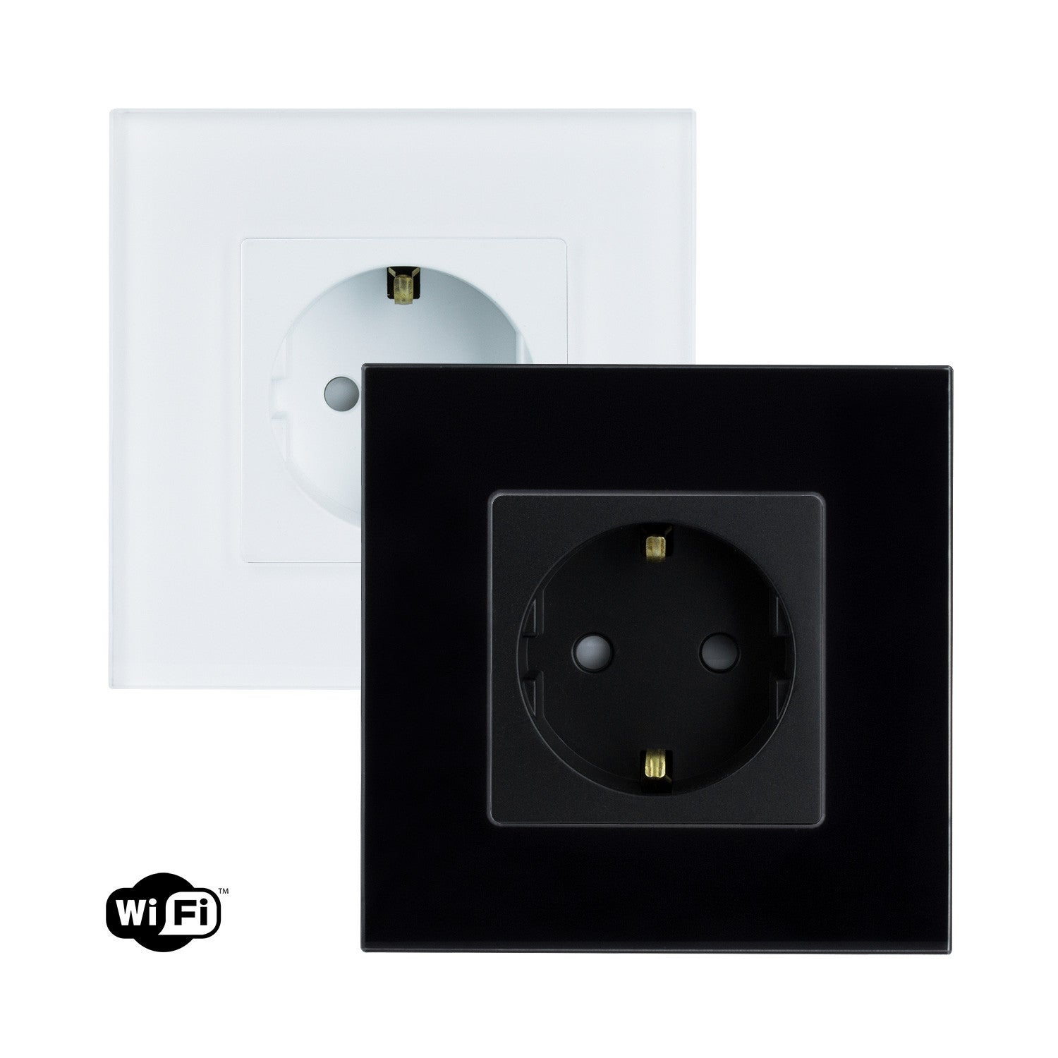 Prise Type F Schuko Wifi avec Plaque Crystal Modern Blanc | Leroy Merlin