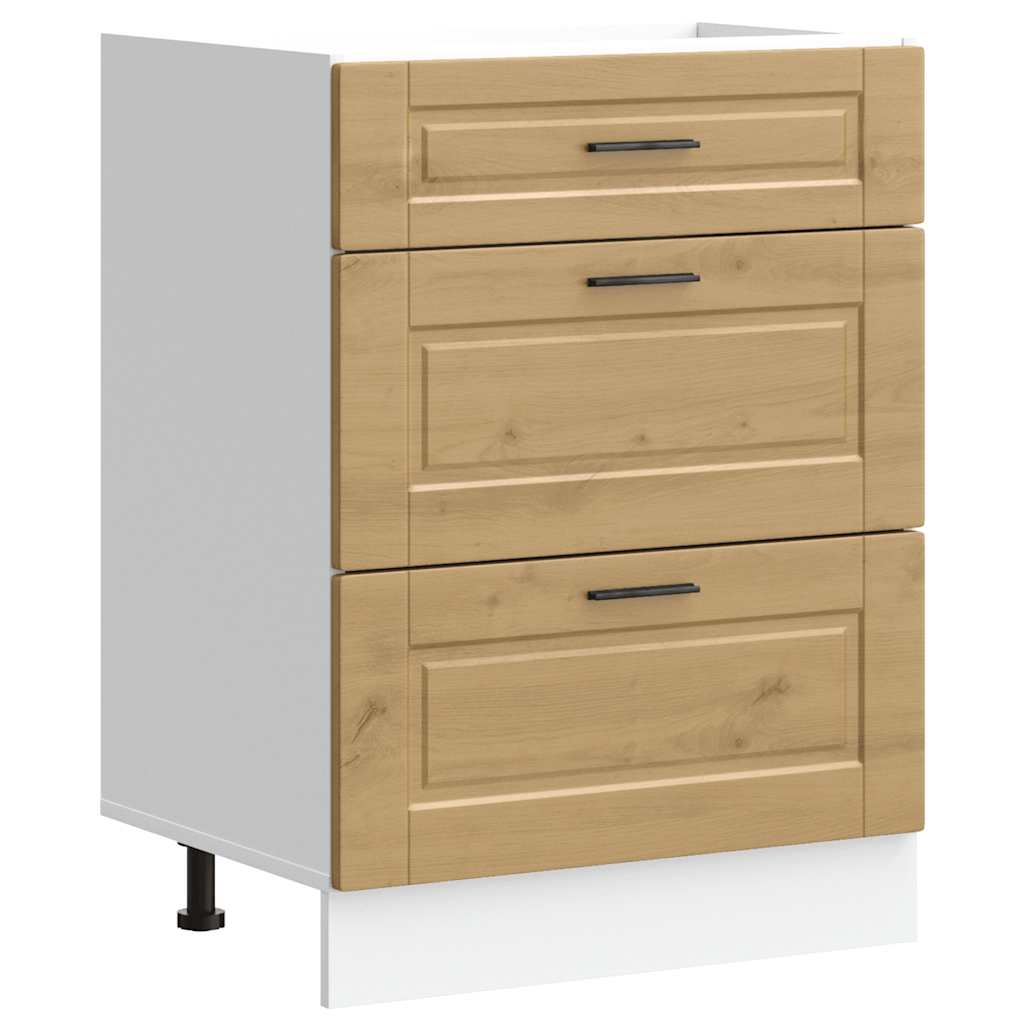 Mueble bajo de cocina porto roble artesano madera reconstituida | Leroy ...