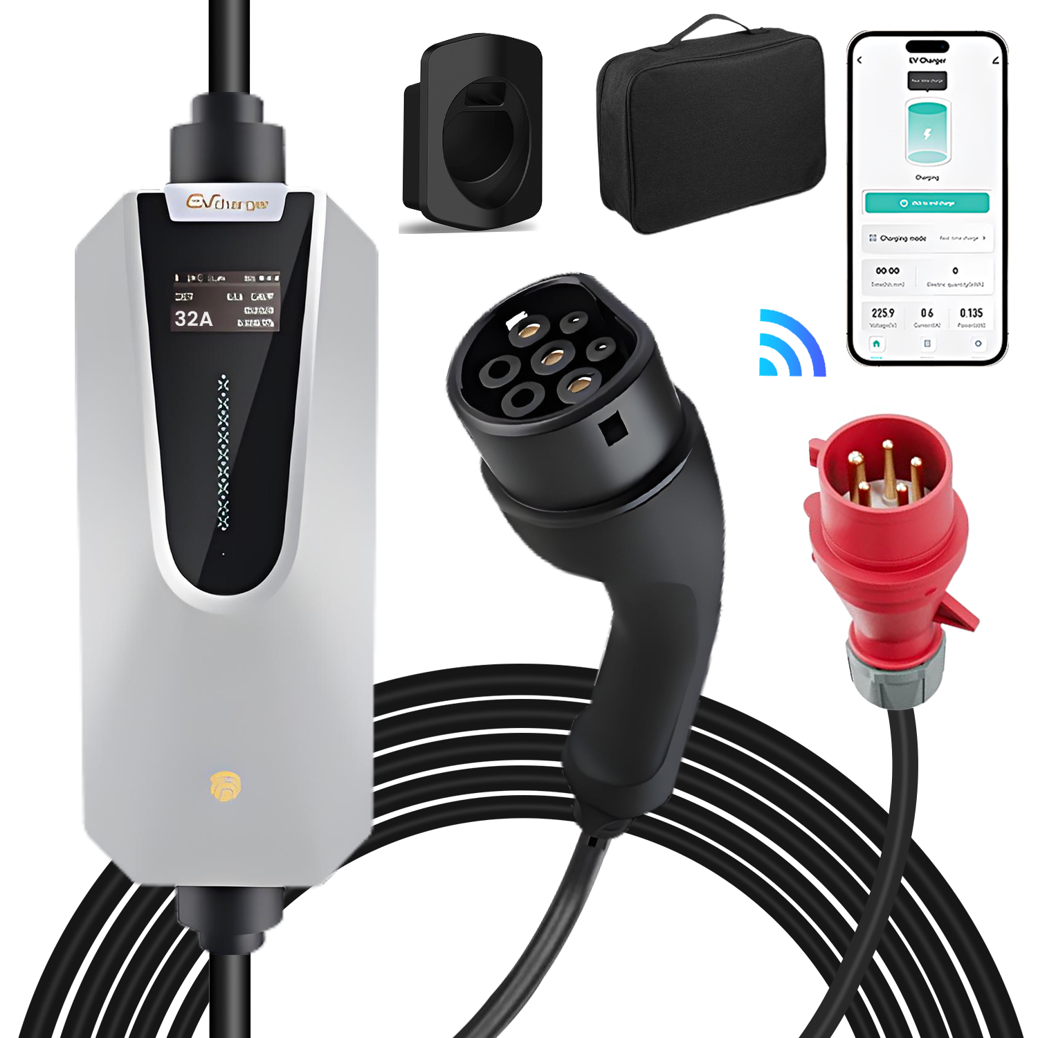 AWESAFE Chargeur Voiture Électrique Portable 22 kW 32A Type 2 ...