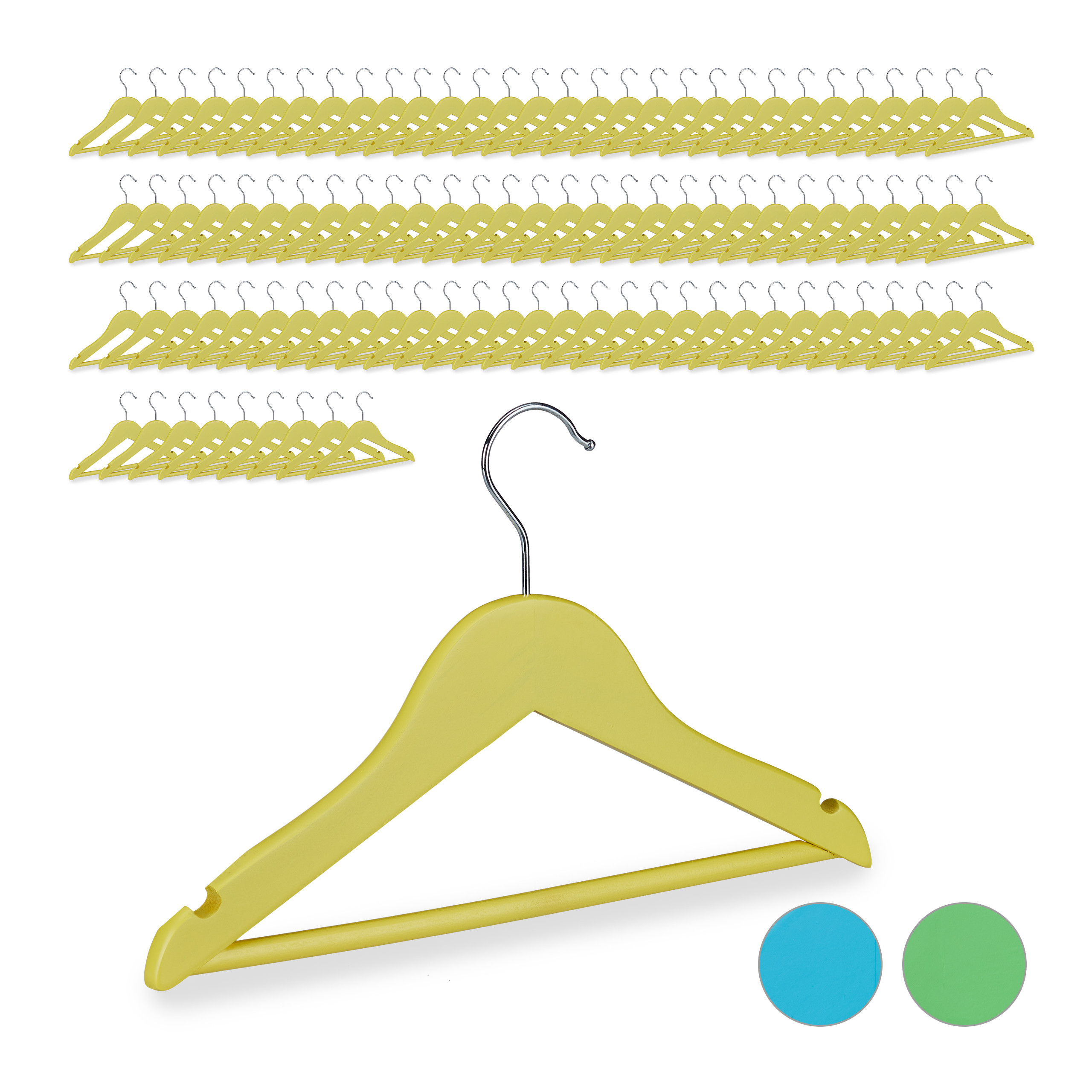 Cintres enfants, lot de 100, en bois, avec traverse, crochet pivotant ...