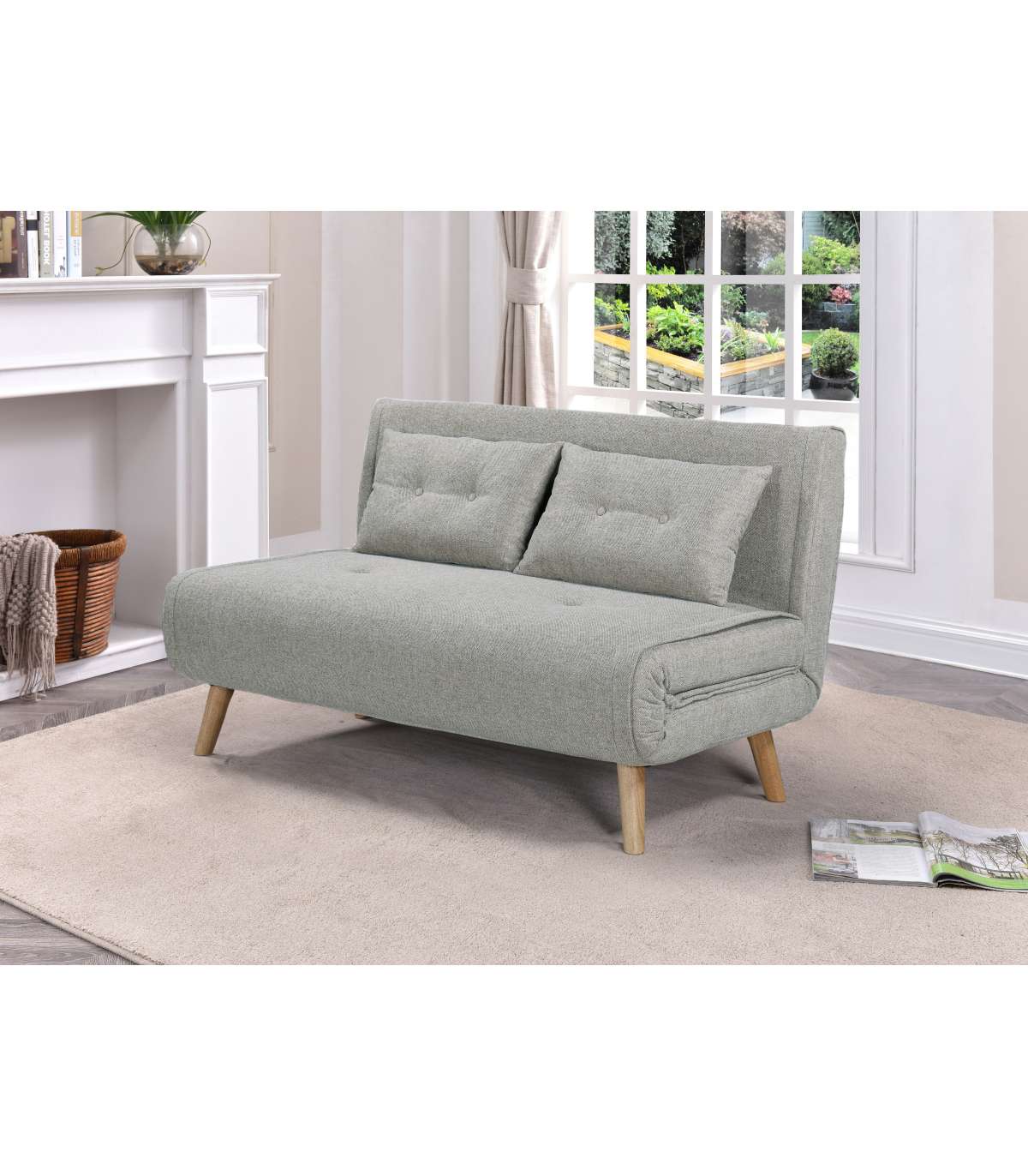 Sofá cama Ensueño en tela gris. 130cm(ancho) 78cm(fondo) 82cm (alto ...
