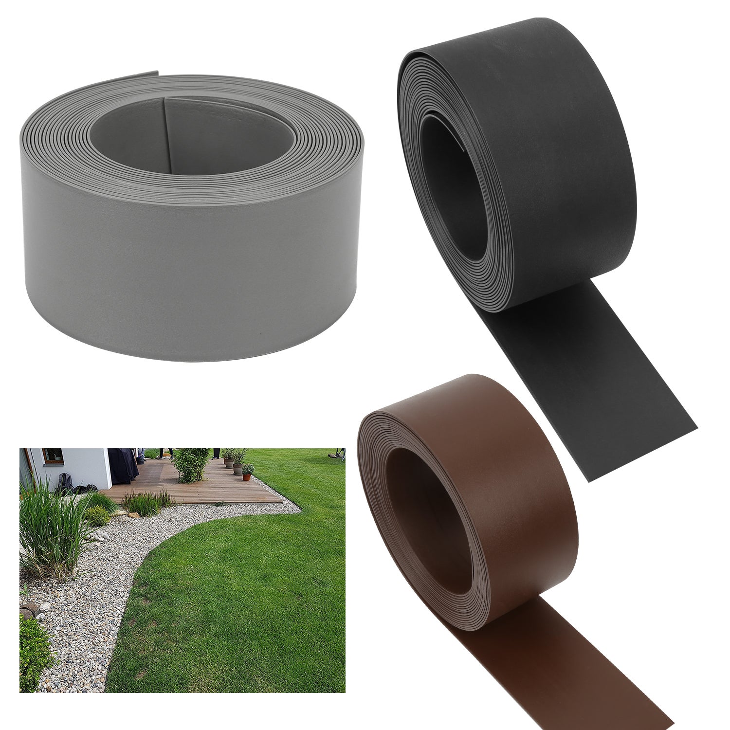 Border de jardín Border flexible de césped de la cama de plástico duro ...