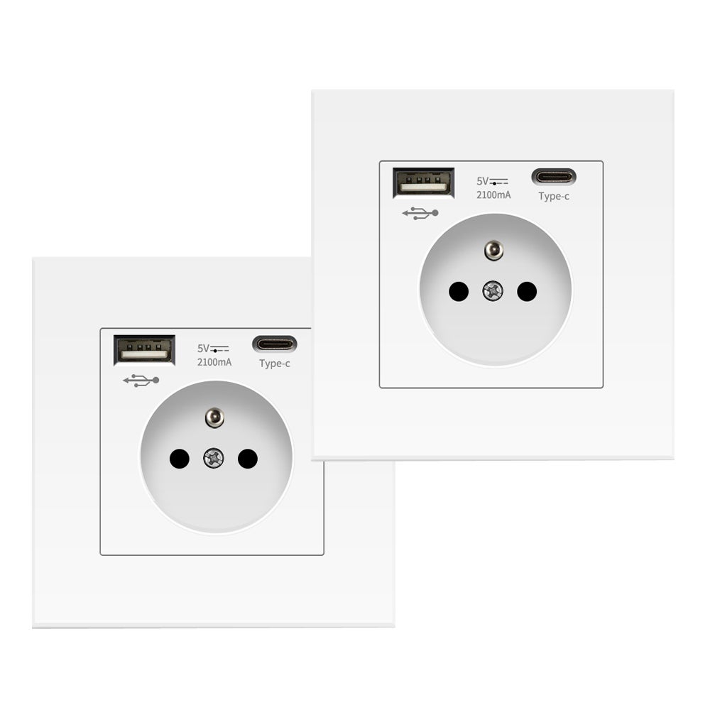 2 enchufes de pared con USB y tipo C,toma de corriente para PC con USB ...