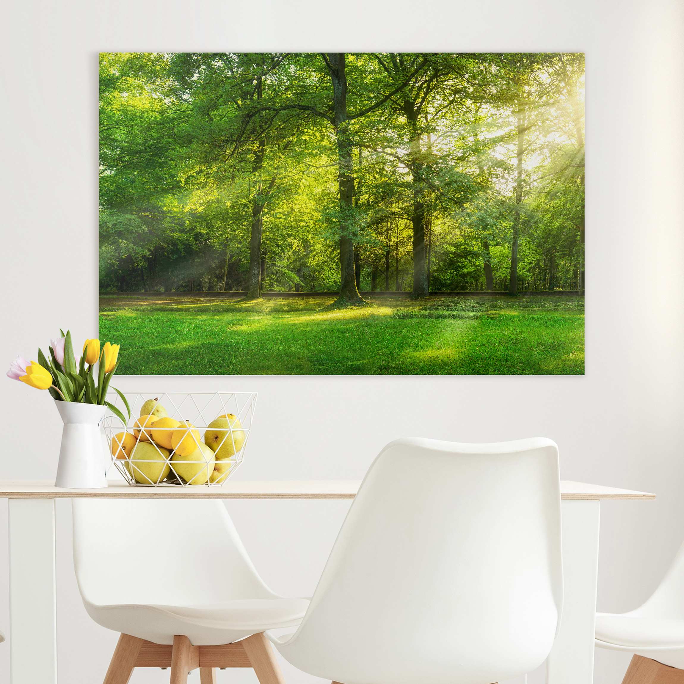 Impression sur toile tableau sur toile châssis vert arbres panorama ...