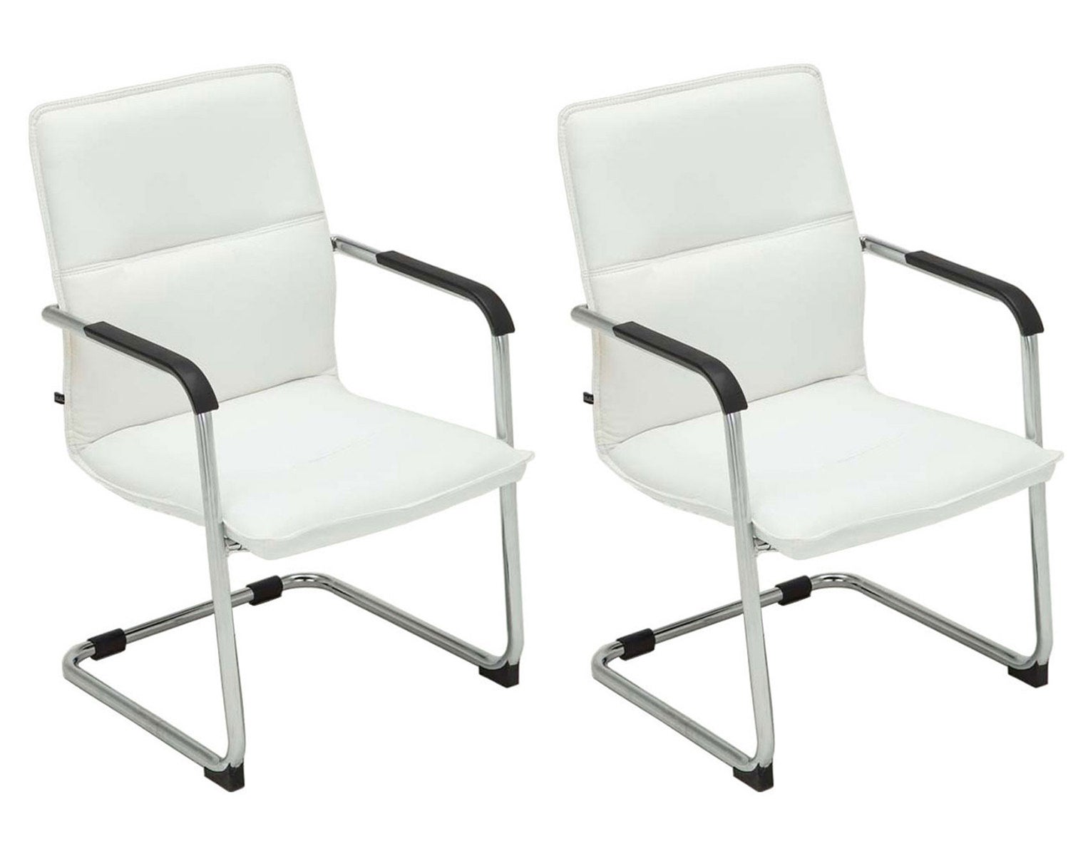 Lot de 2 Chaises de visiteur Seattle similicuir Blanc | Leroy Merlin