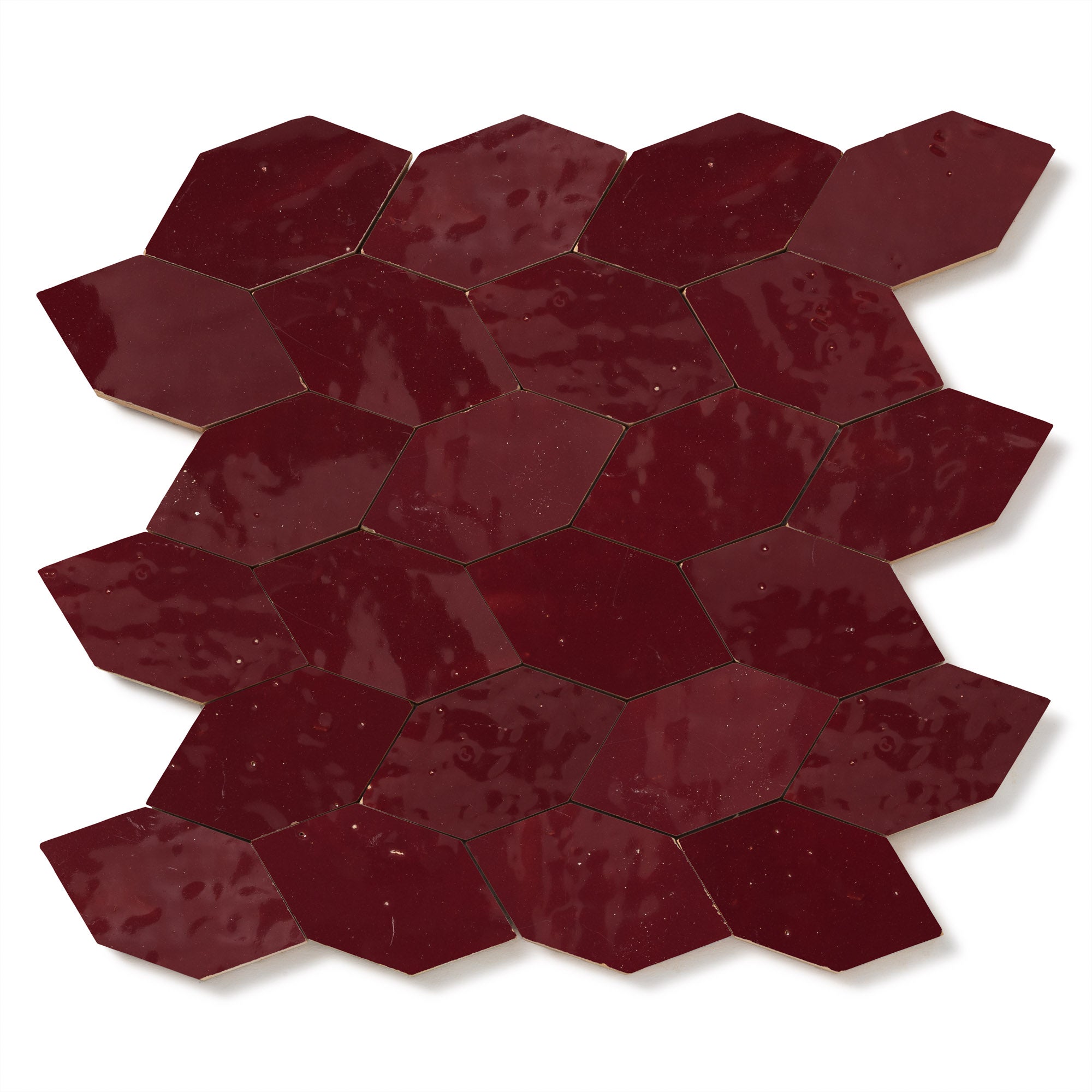 Zellige Marocain Artisanal Véritable - Rouge Lie de vin Navette 4,9x10 cm - Carrelage mur - RO ...