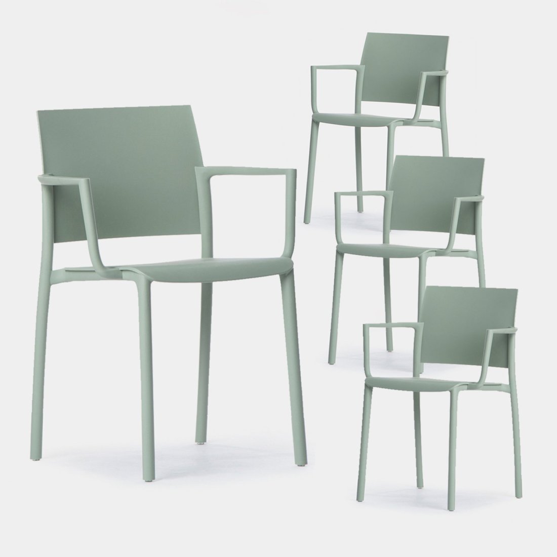 Pack 4 sillas polipropileno Verde 56 x 80 cm | Leroy Merlin