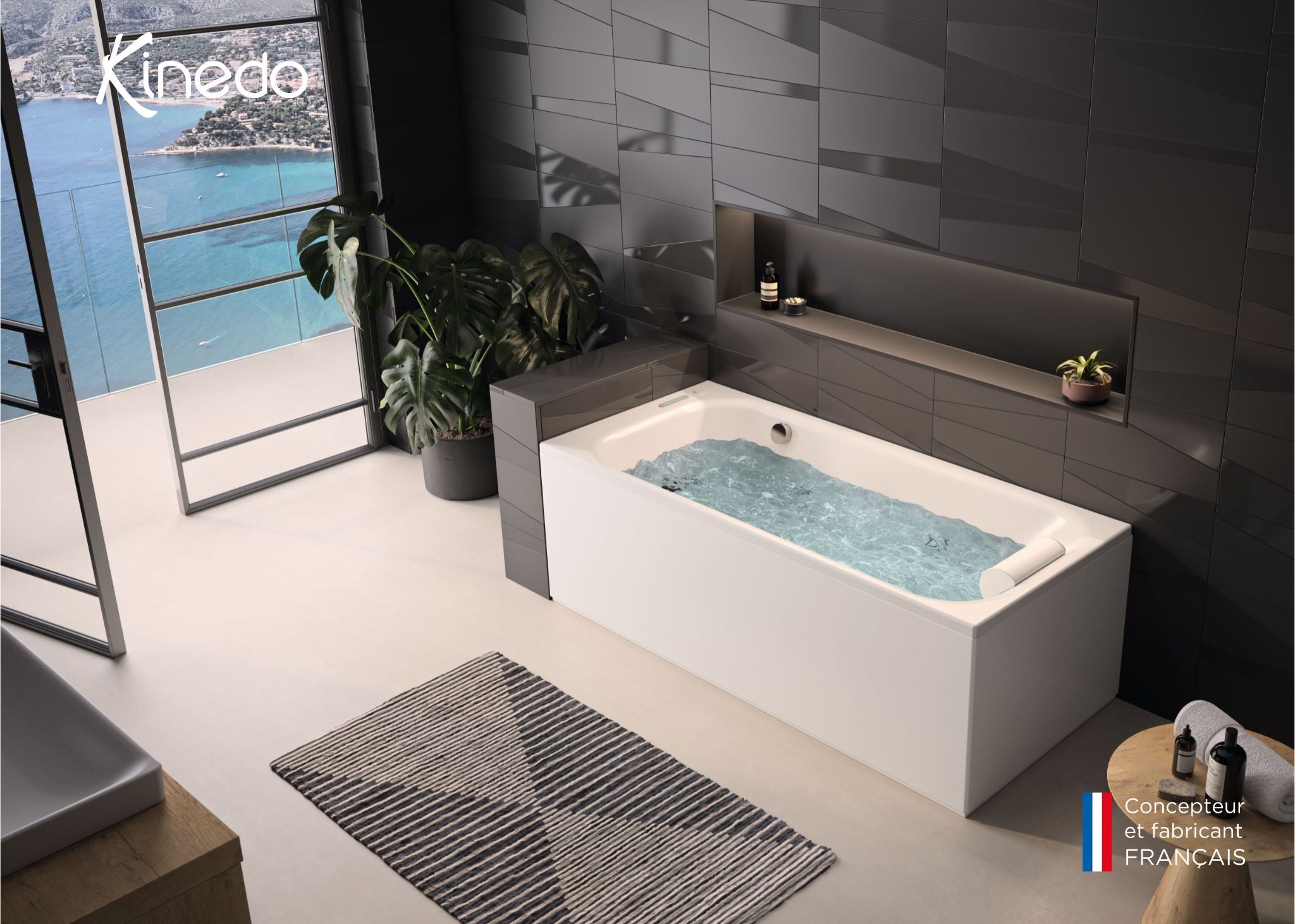 Kinedo - Baignoire Balneo Rectangulaire - Zumba - Blanc - 180 x 80 cm ...