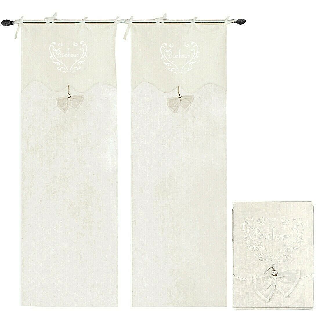 Tende Finestre Porta Interno 60x150 cm Tessuto Lino Bianco Coppia 2 Pz ...