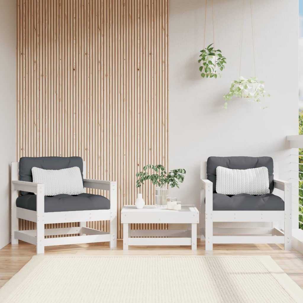 Sillones de jardín 2 unidades madera maciza pino blanco | Leroy Merlin