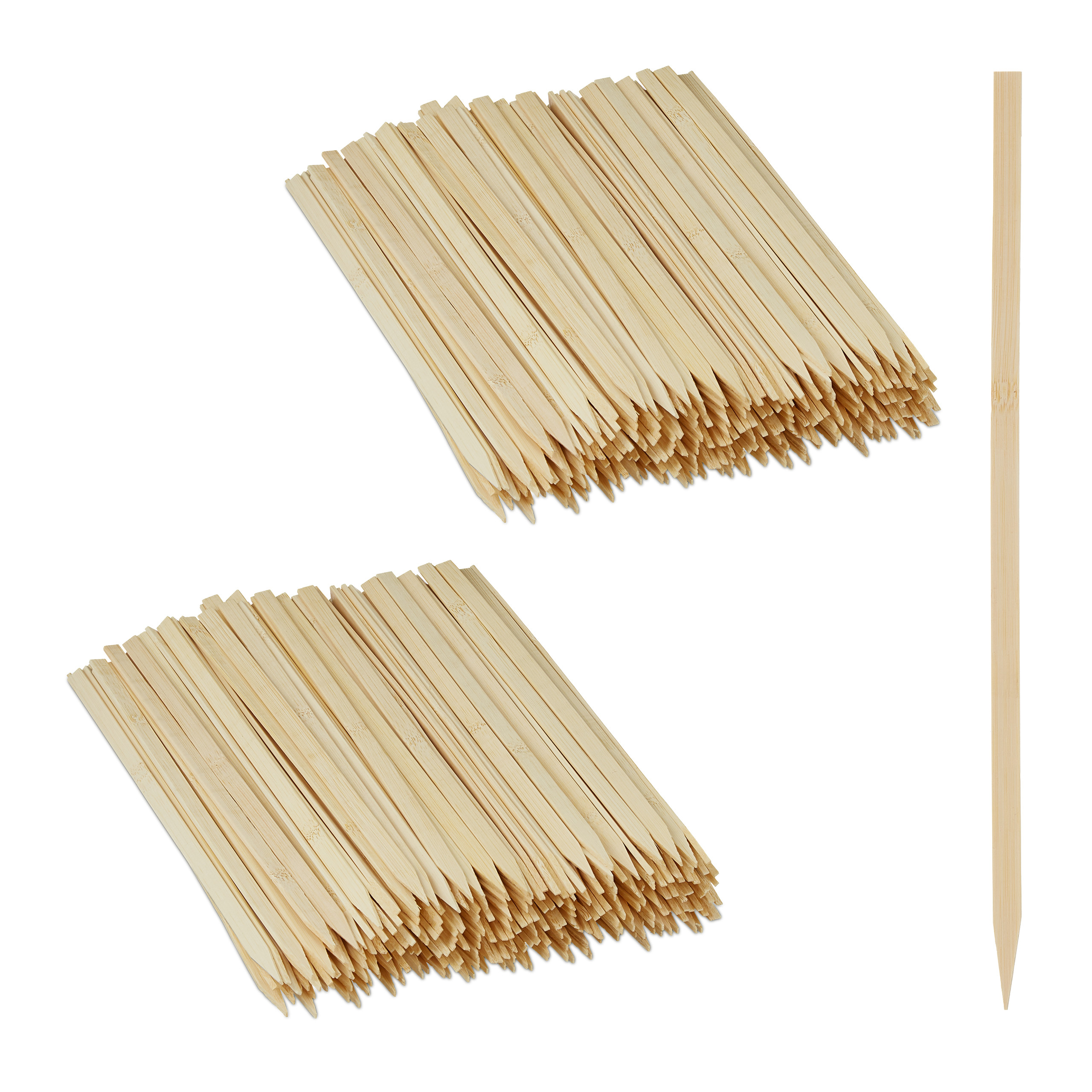 Brochetas de Madera, Set de 500, Pinchos de Kebab Planos, Carne y ...