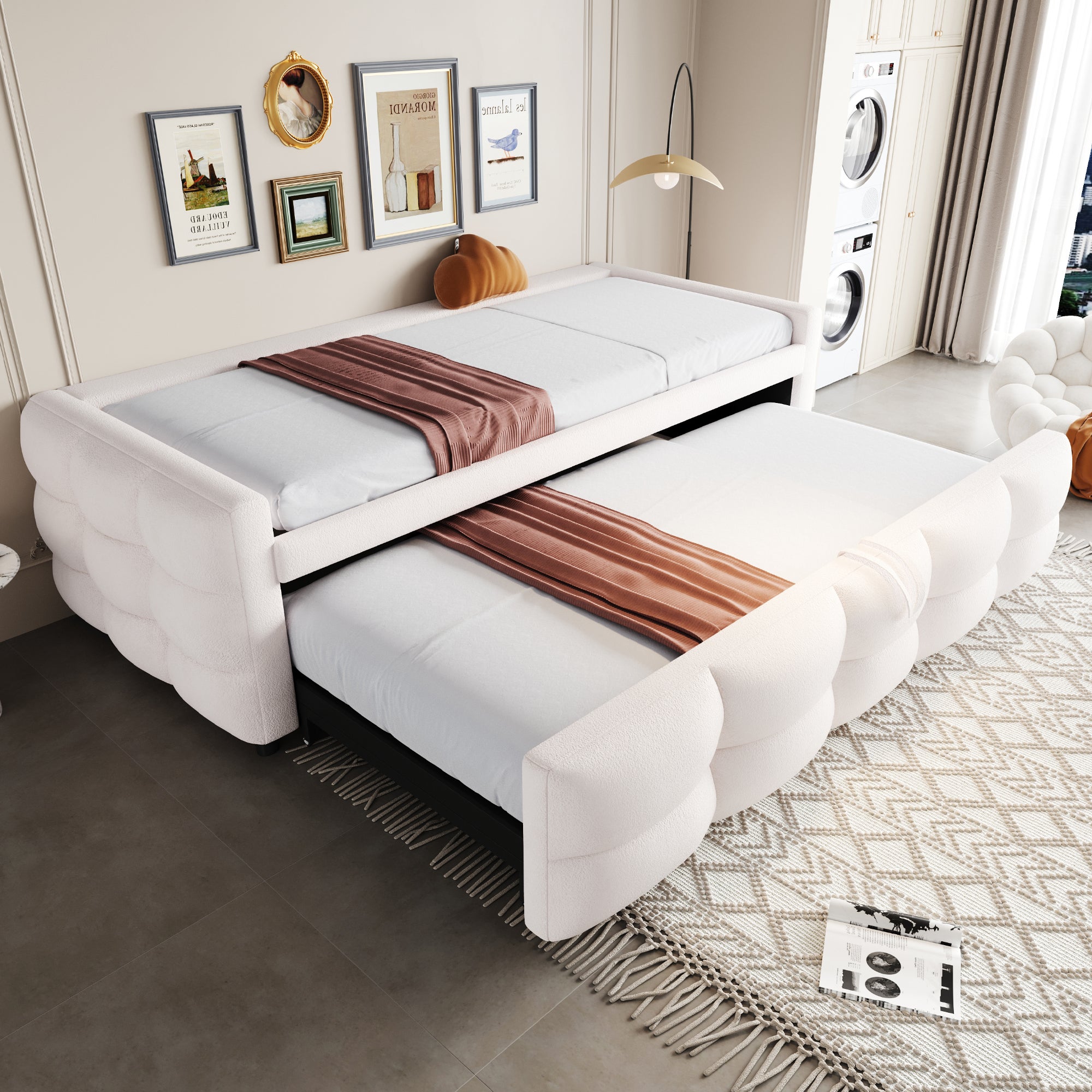 Sofá cama convertible 90/180*190 cm - Cama puf de terciopelo teddy, con ...