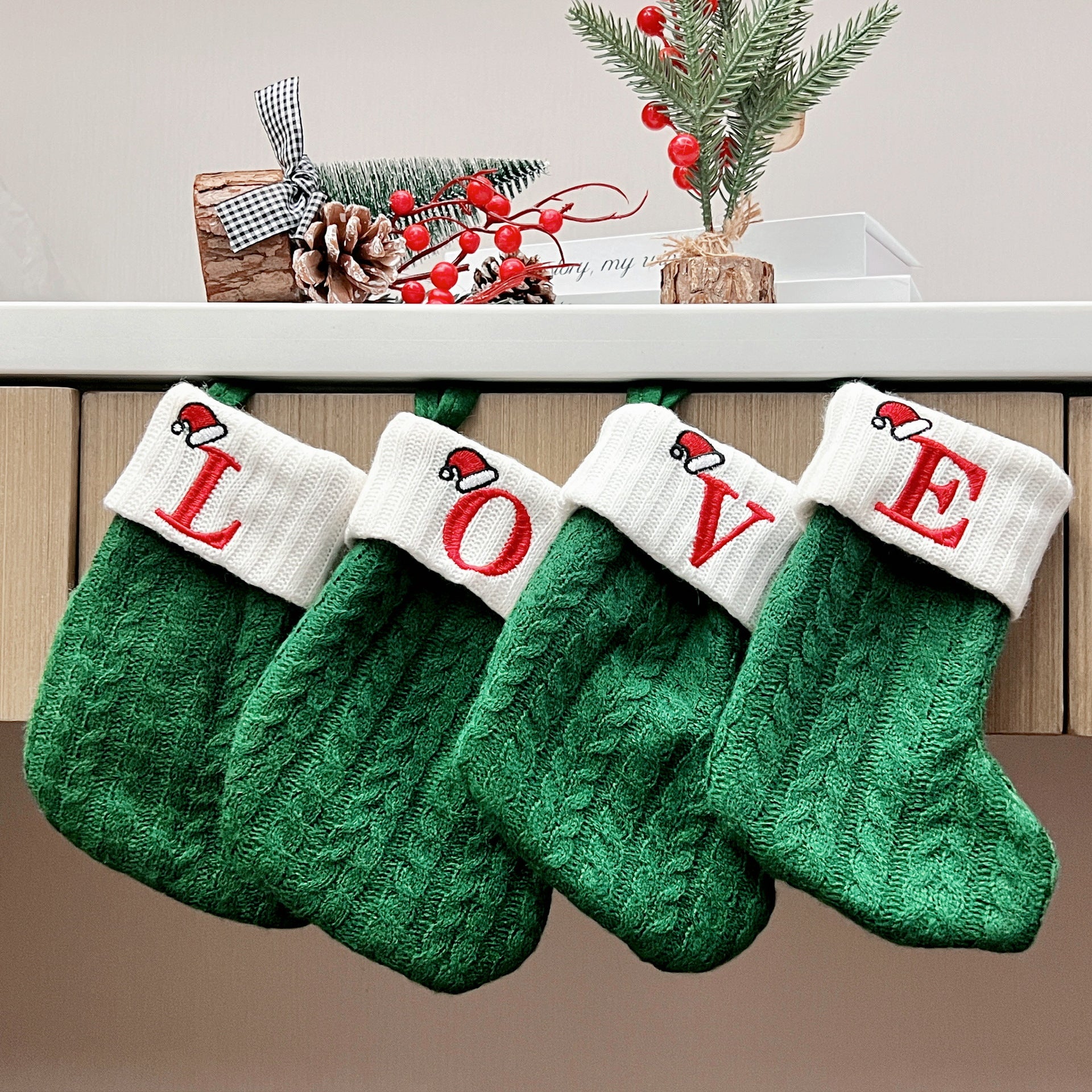 Lot de 4 chaussettes de Noël en forme de gnome, ensemble de chaussettes ...