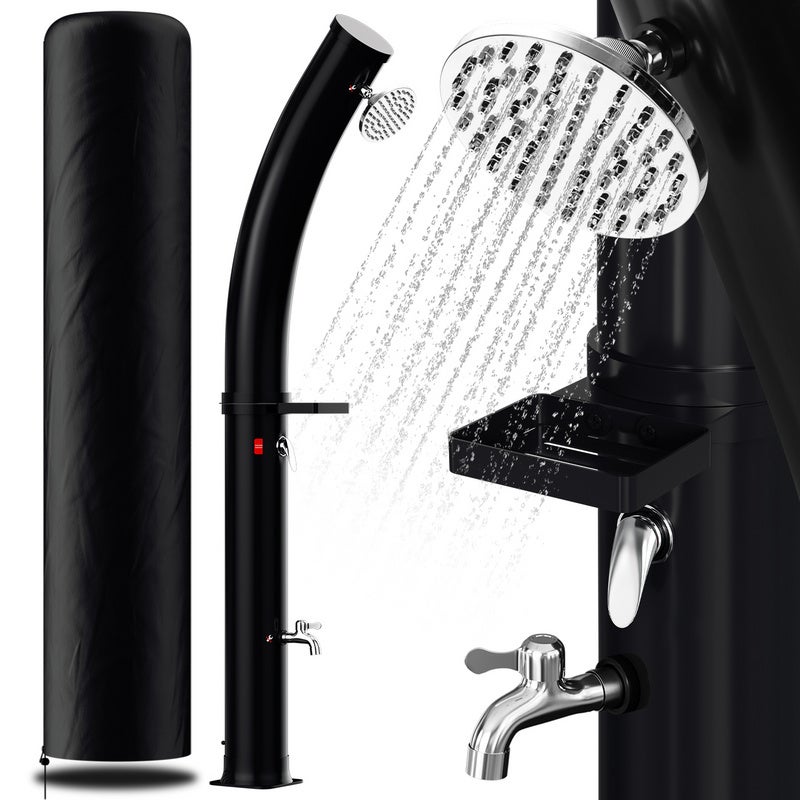 Ducha Solar Piscina Ducha hasta 60°C 35L Curva Negra | Leroy Merlin