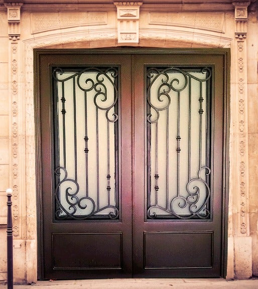 Porte d'entrée double, métallique, artisanale, pour l'extérieur, à deux ...
