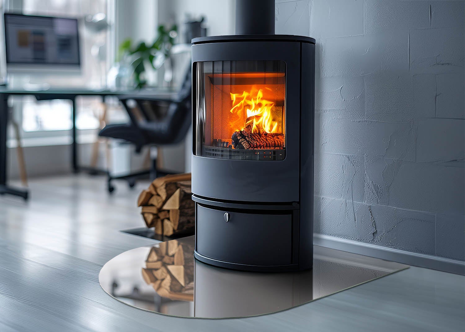 Plaque de verre pour sol de cheminée, support design moderne | 100x70 ...