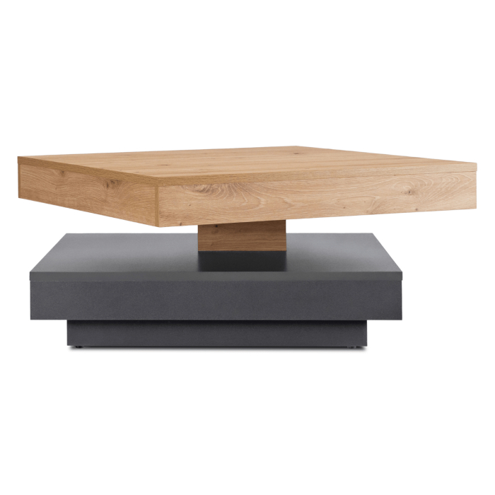Stolik Kawowy Loft Kwadratowy Nowoczesny Obrotowy Dąb Artisan Antracyt ...