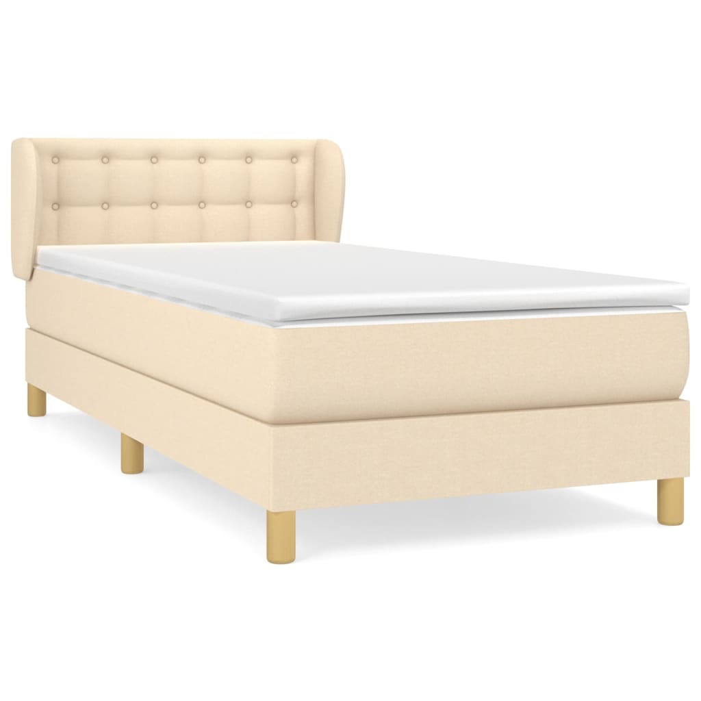 Lit simple | Lit Adulte | Lit à sommier tapissier avec matelas Crème ...