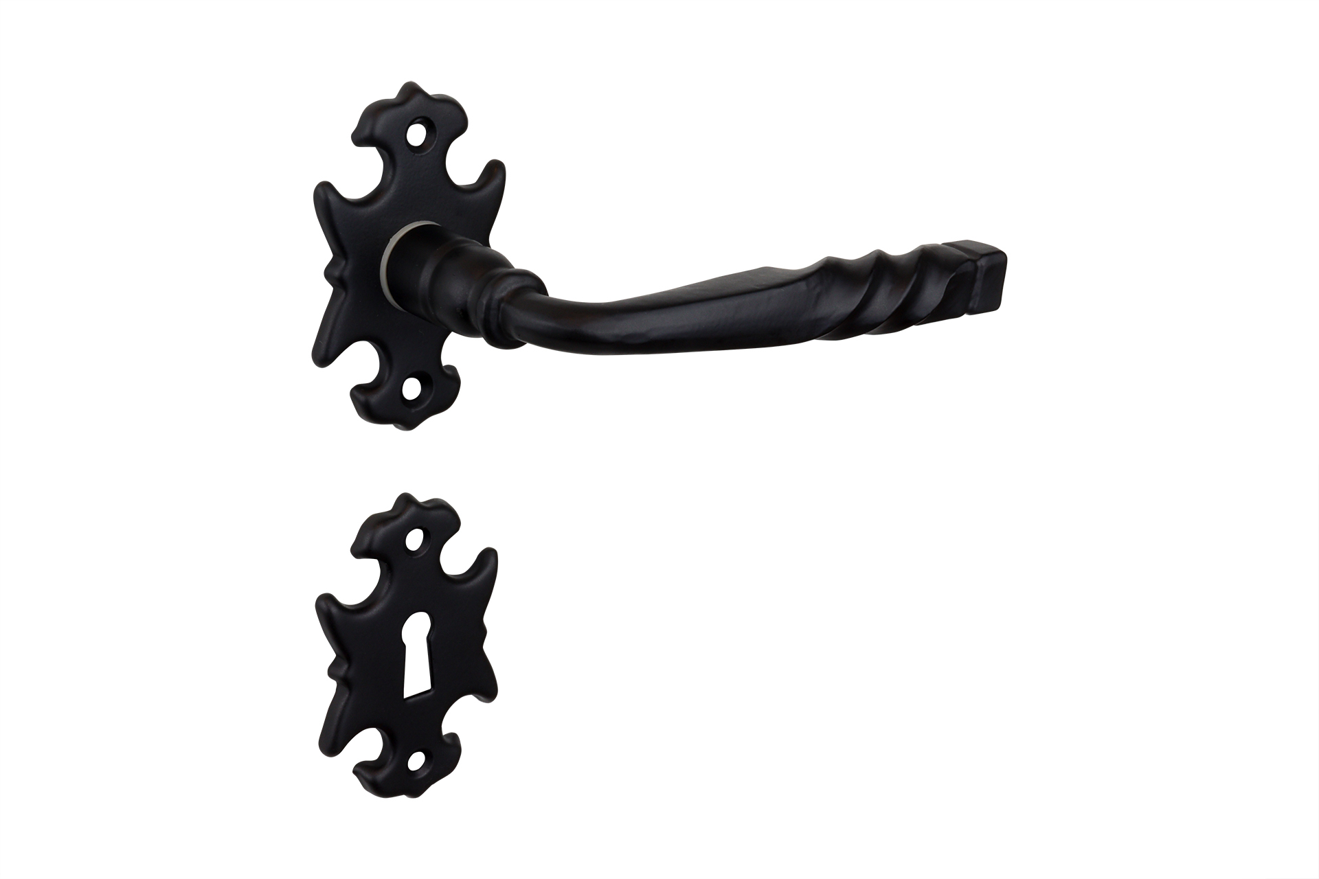 Wovar Poignées de porte noire rustique sur rosace avec plaques ...