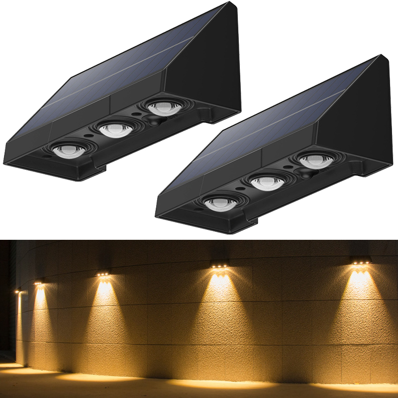 Lot de 2 lampes solaires d'extérieur, lampes de clôture à énergie solaire étanches, lampes ...