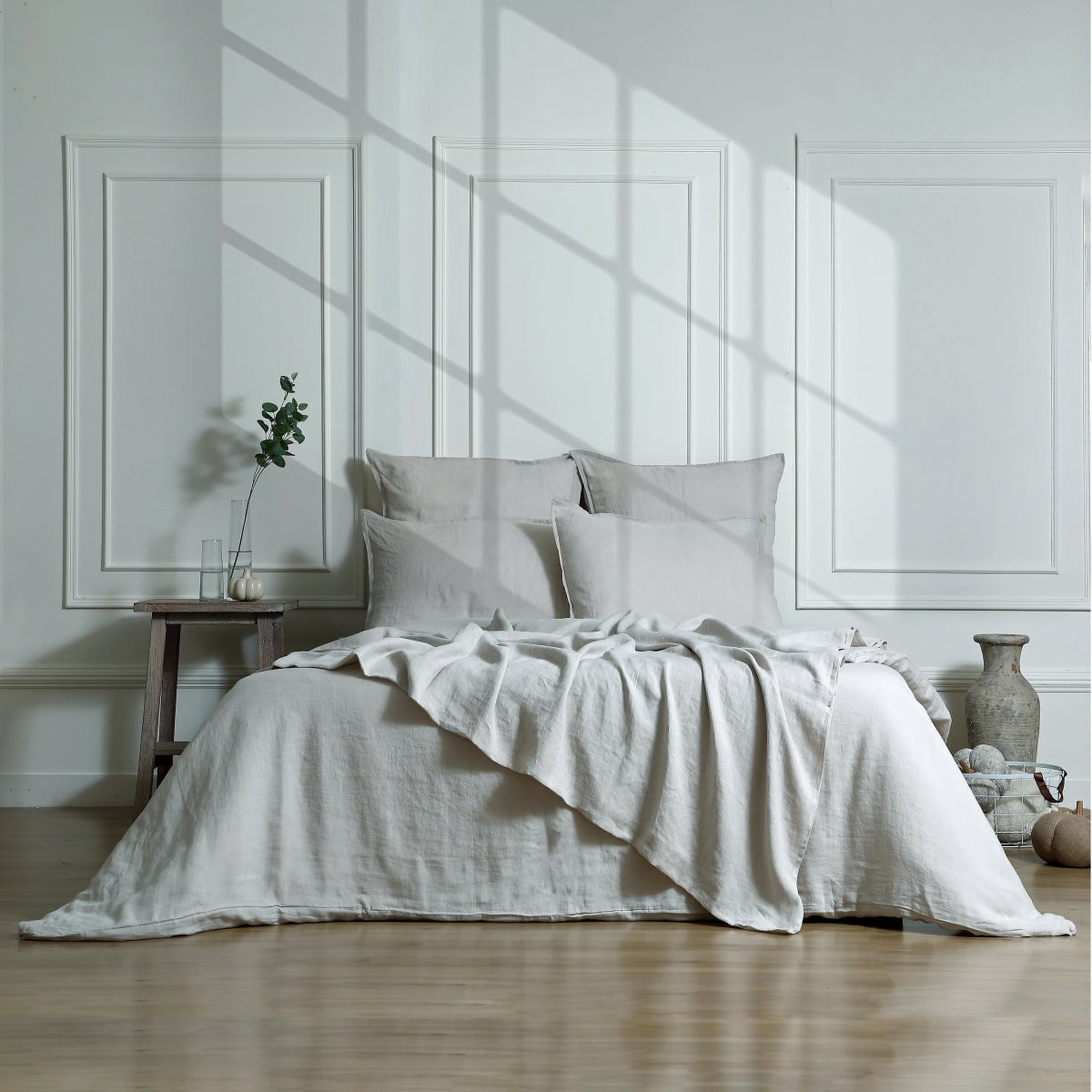 Parure + taies 65x65 260x240+2(65x65) lin lavé naturel | Leroy Merlin