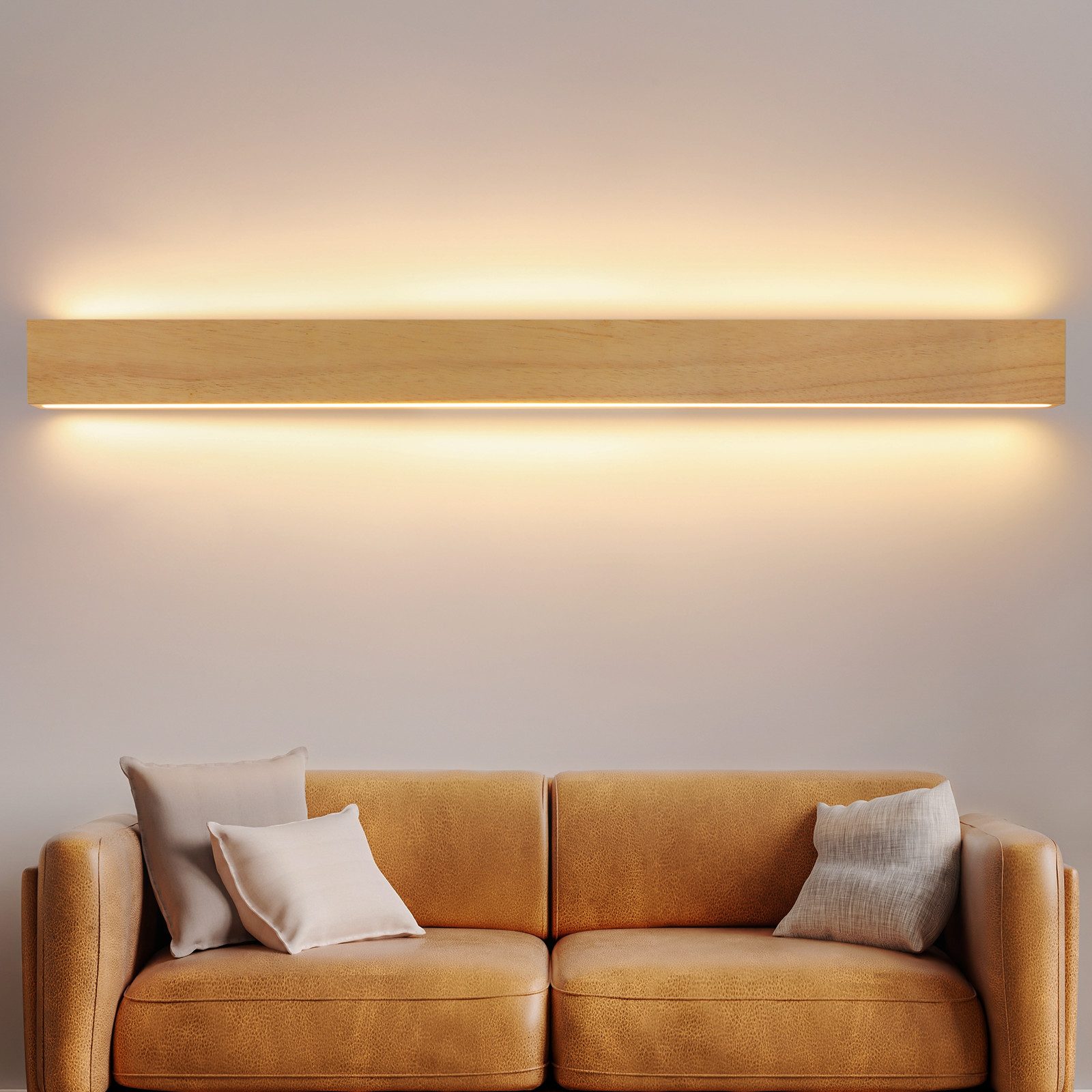 NETTLIFE Applique murale led lampe murale d'intérieur en bois - 100 cm ...