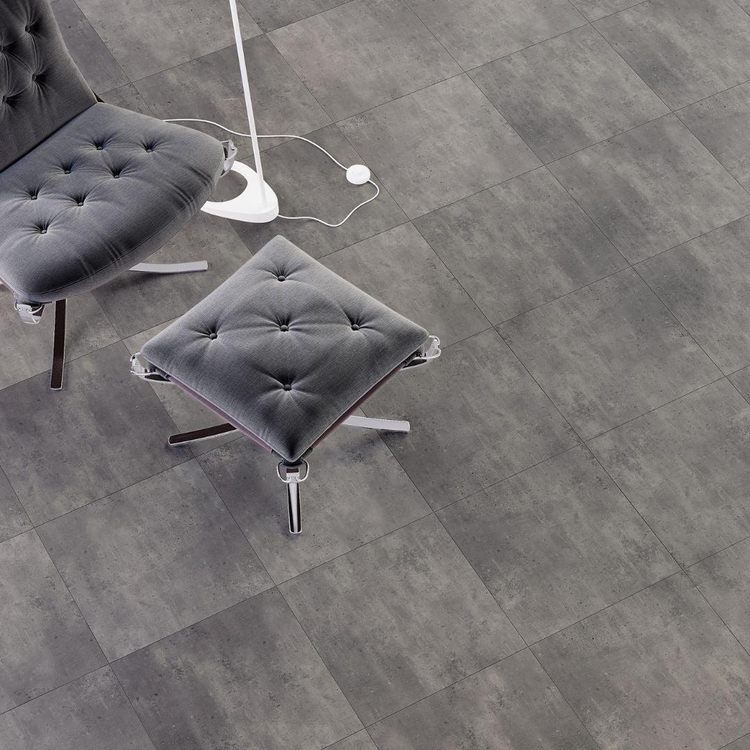 Carrelage Sol Mat CERTECA CIMENTO Effet Béton Anthracite 33,5x33,5 ...