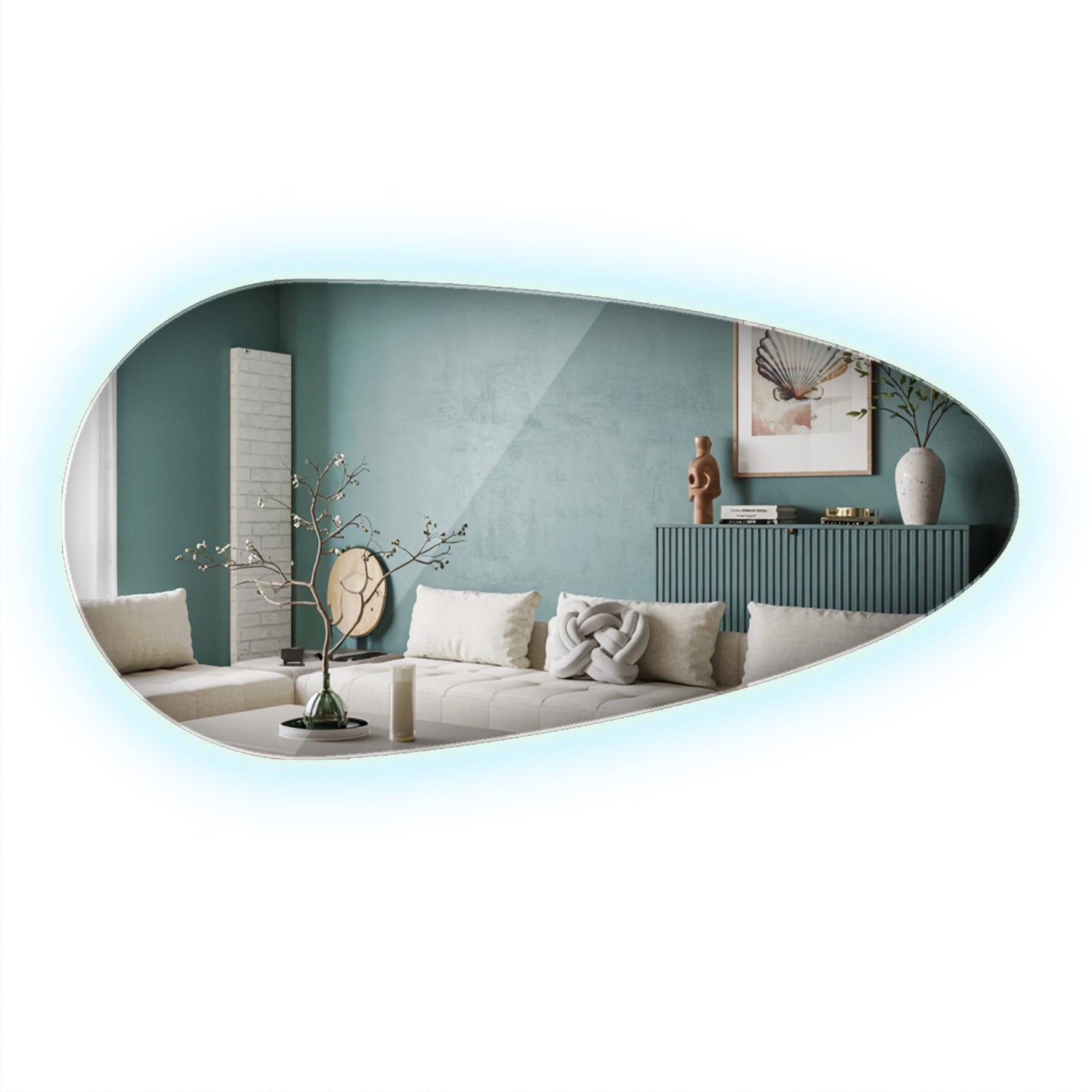 Miroir minimaliste et naturel avec LED intégrées – Couleur froide -45 ...