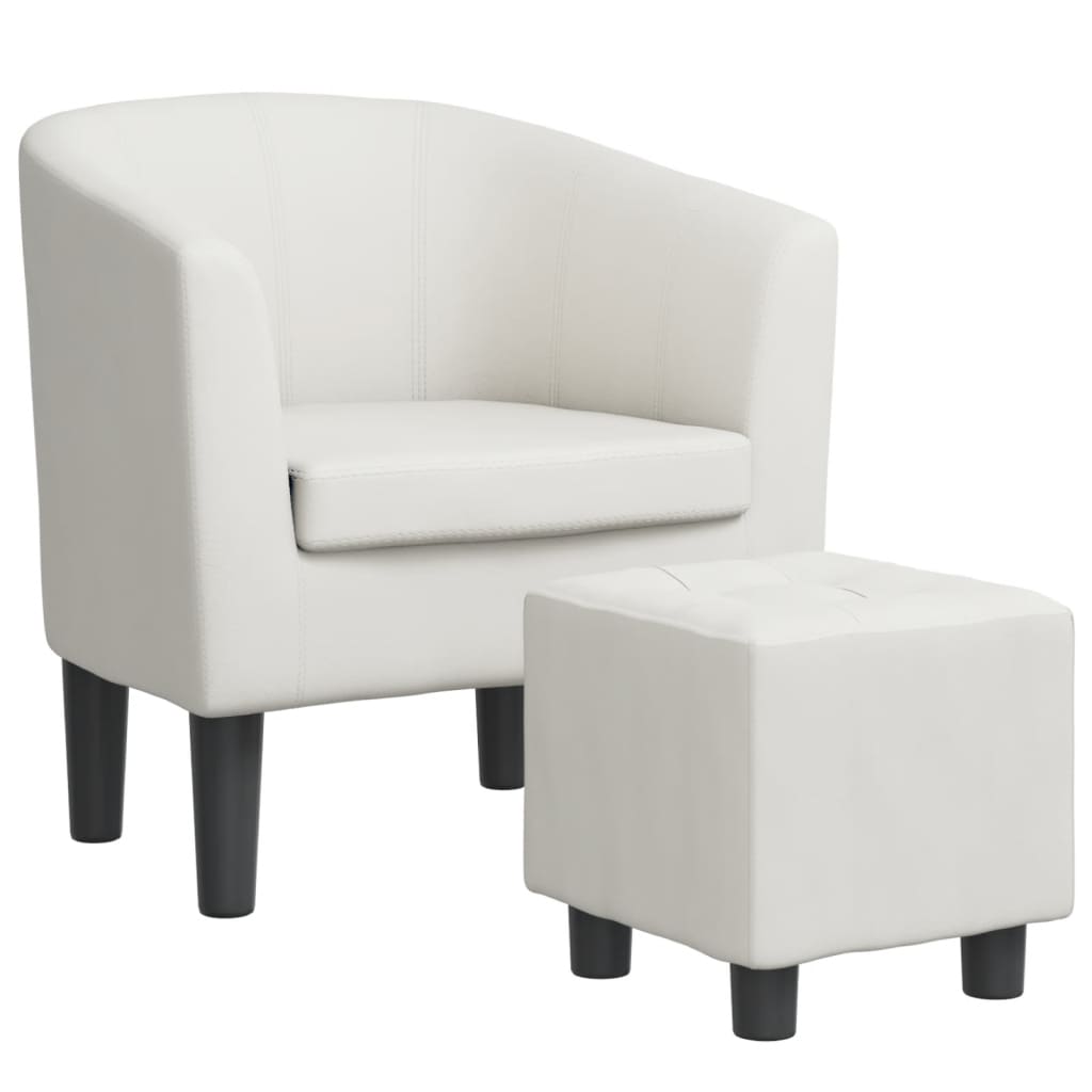 Sillón con taburete cuero sintético blanco - COMFORTXL | Leroy Merlin