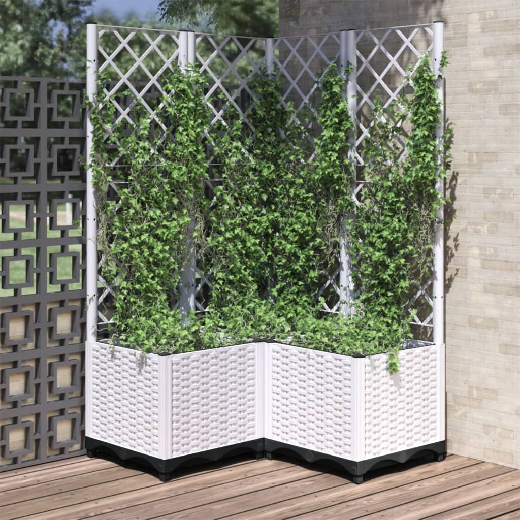 VidaXL Jardinera con enrejado PP blanco 80x80x136 cm | Leroy Merlin