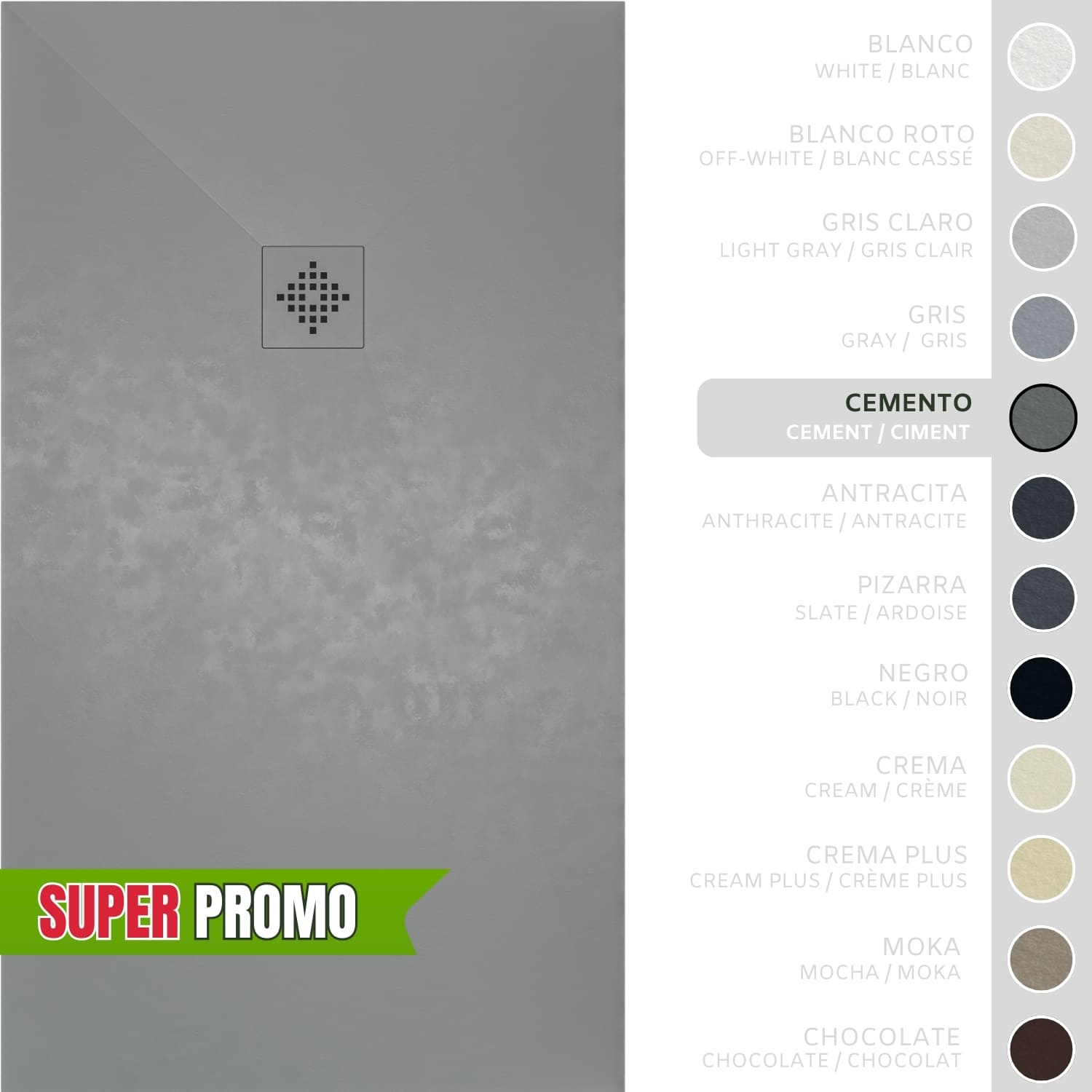 Plato de Ducha - Resina - Gel Coat - Textura Liso/Piedra ...