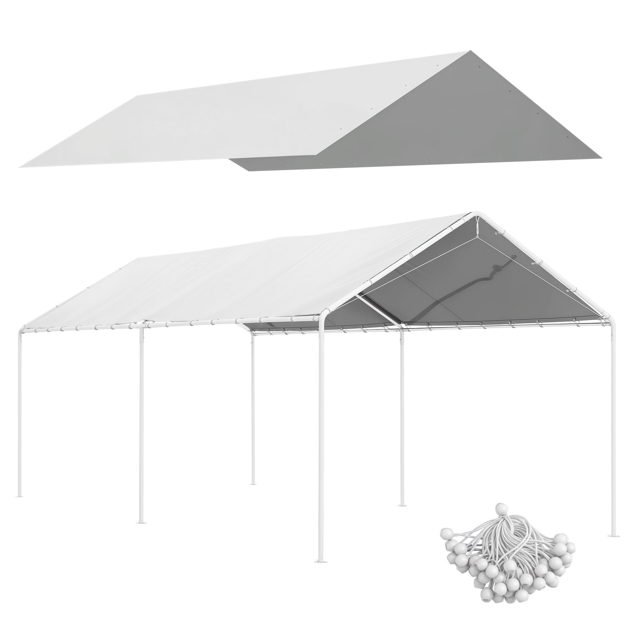 Couvercle remplacement blanc anti-UV PE 6x3 m carports voiture cordes ...