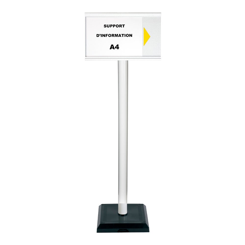 Poteau PVC grande hauteur Blanc sur socle lesté 3kg avec support d ...