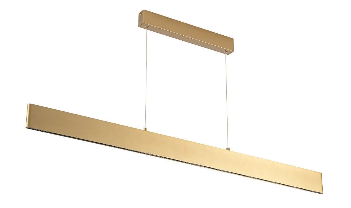 Longue suspension dorée 38 W LED élégante, lumière variable au-dessus ...