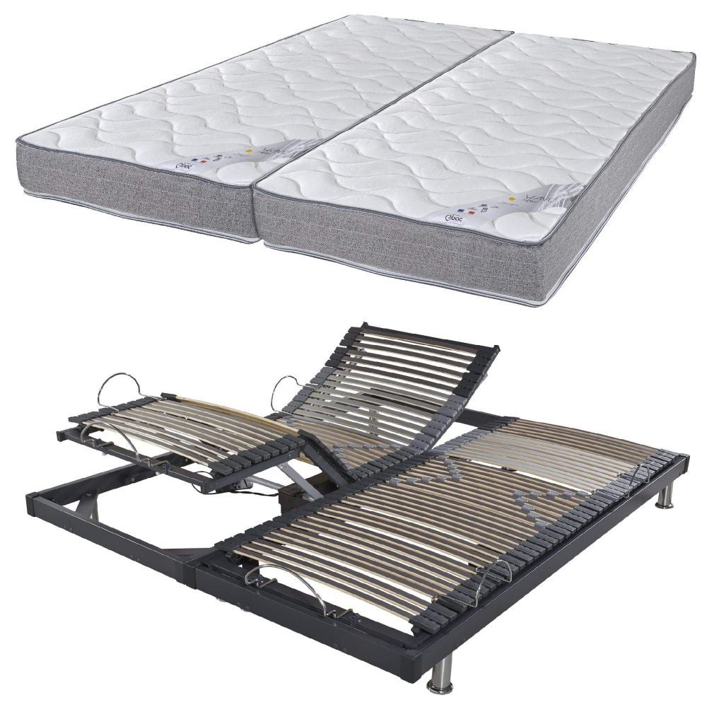 Matelas et sommier 2x80x200 Mousse - S50 - Soutien medium - Fabriqué en ...