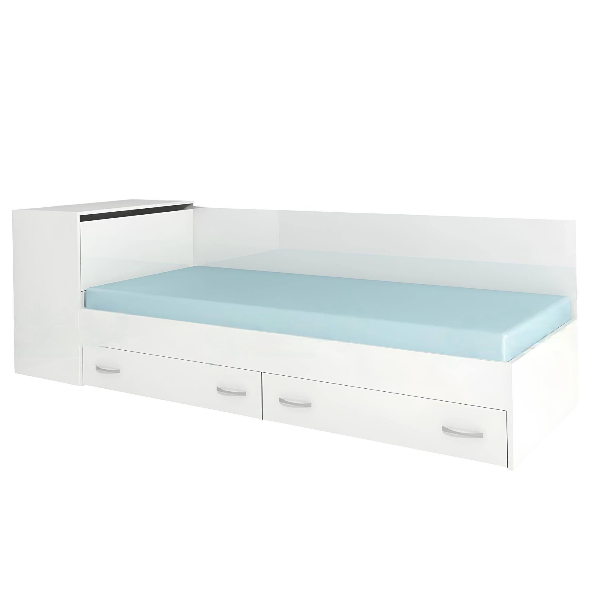 Letto singolo moderno con cassetti 82x190 cm bianco lucido LG17 | Leroy ...