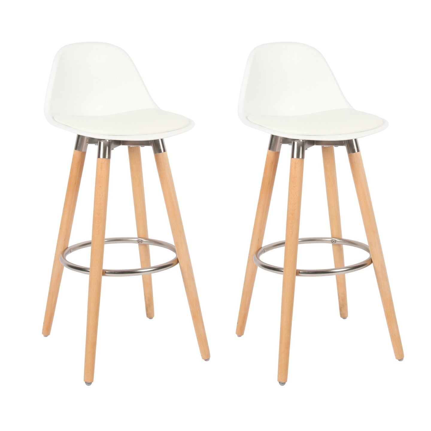 Set di 2 sgabelli da bar in legno di faggio bianco, 39,5 x 44 x 91 cm ...