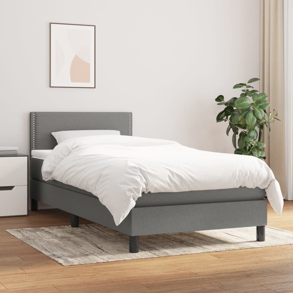 VidaXL Cama box spring con colchón tela gris oscuro 90x200 cm | Leroy ...
