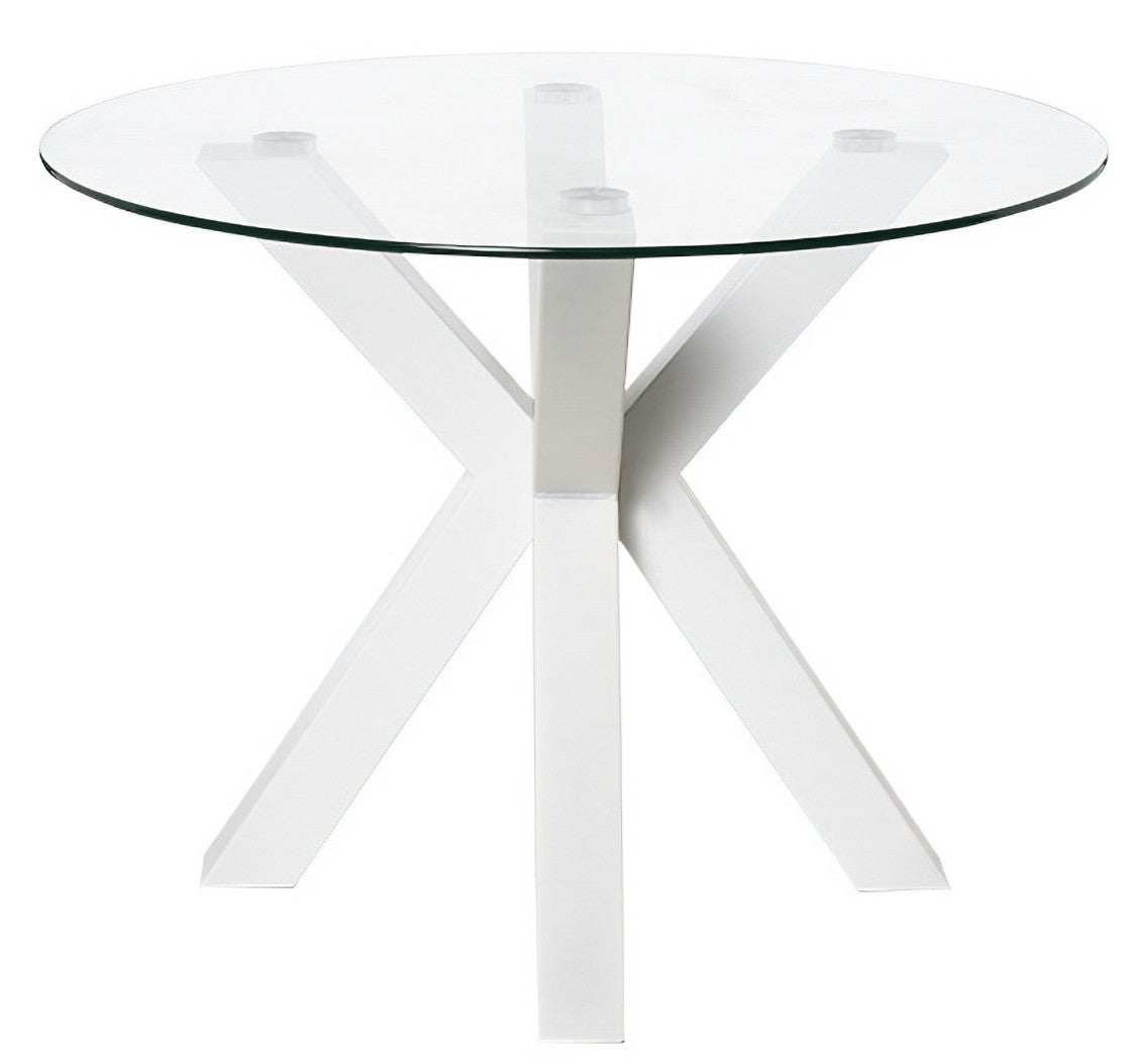 Table ronde moderne Jadys – Plateau en verre et pieds croisés en métal ...