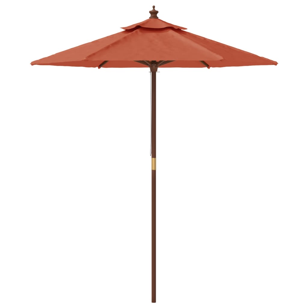 Sombrilla de jardín con palo de madera terracota 196x231 cm | Leroy Merlin