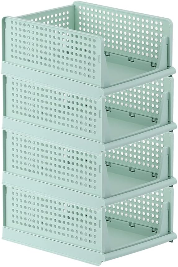 Cesta de almacenaje verde (33,5 x 43 x 18,5 cm, 4 unidades), divisor de plástico para cajones ...