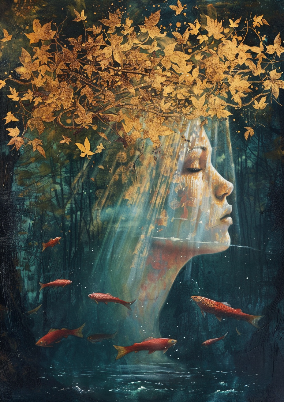 Estampe à encadrer, 50 x 70 cm. POLARTE-B Extase de la forêt immergée ...