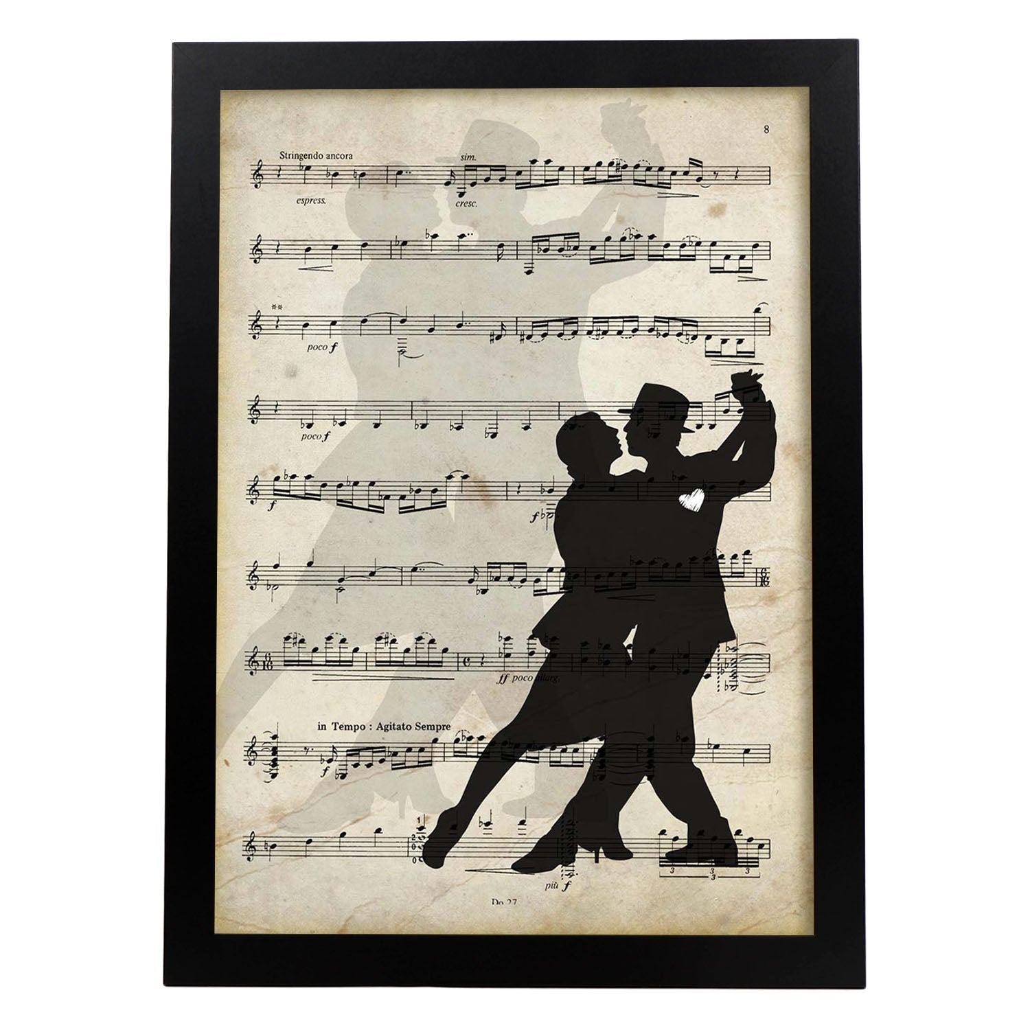Poster De Pareja Bailando Tango. Láminas De Imagenes Con Partituras ...