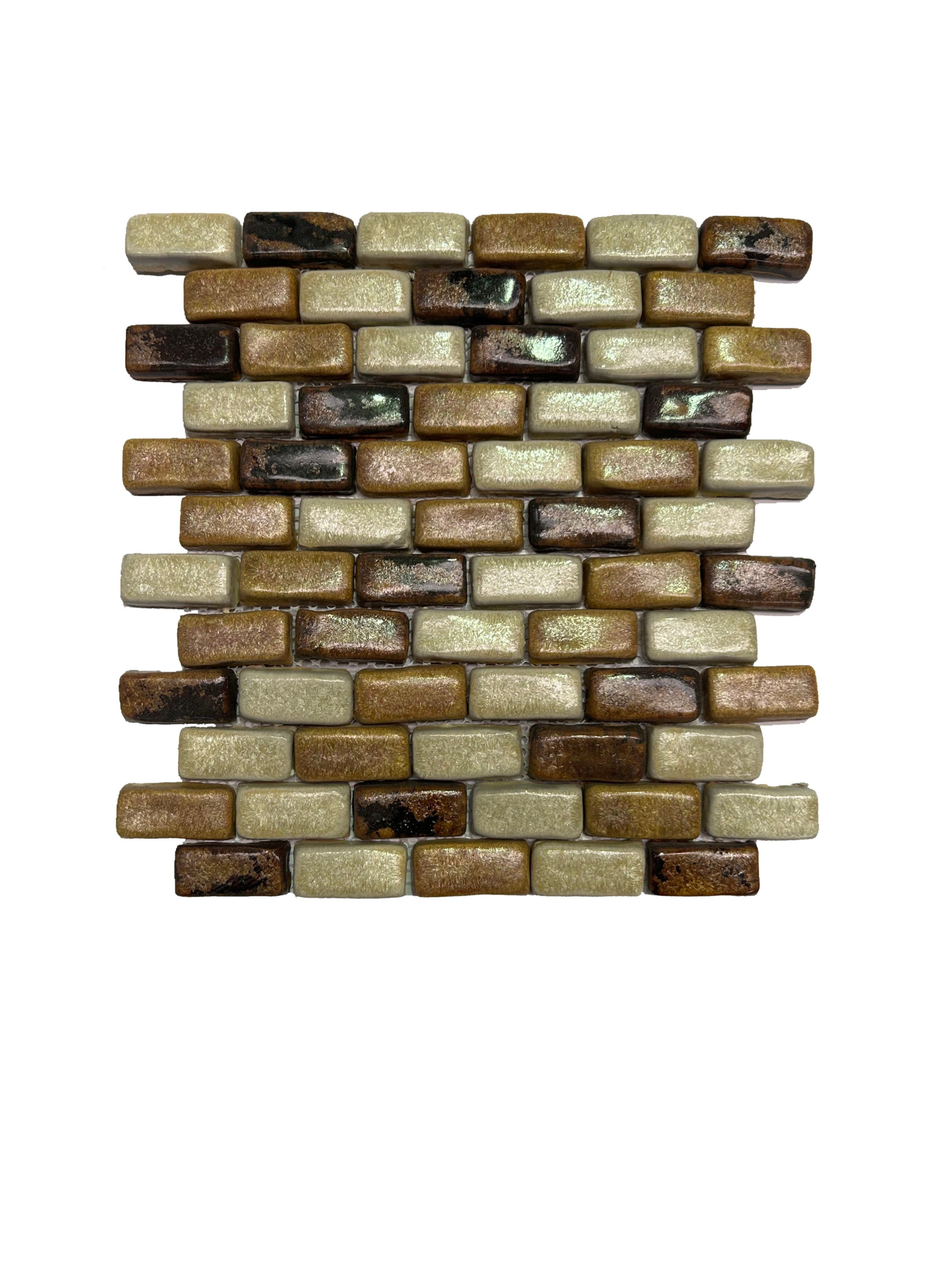 Mosaico cerámico enmallado relieve y esmaltado de 30x30 Mod. Barro2 ...
