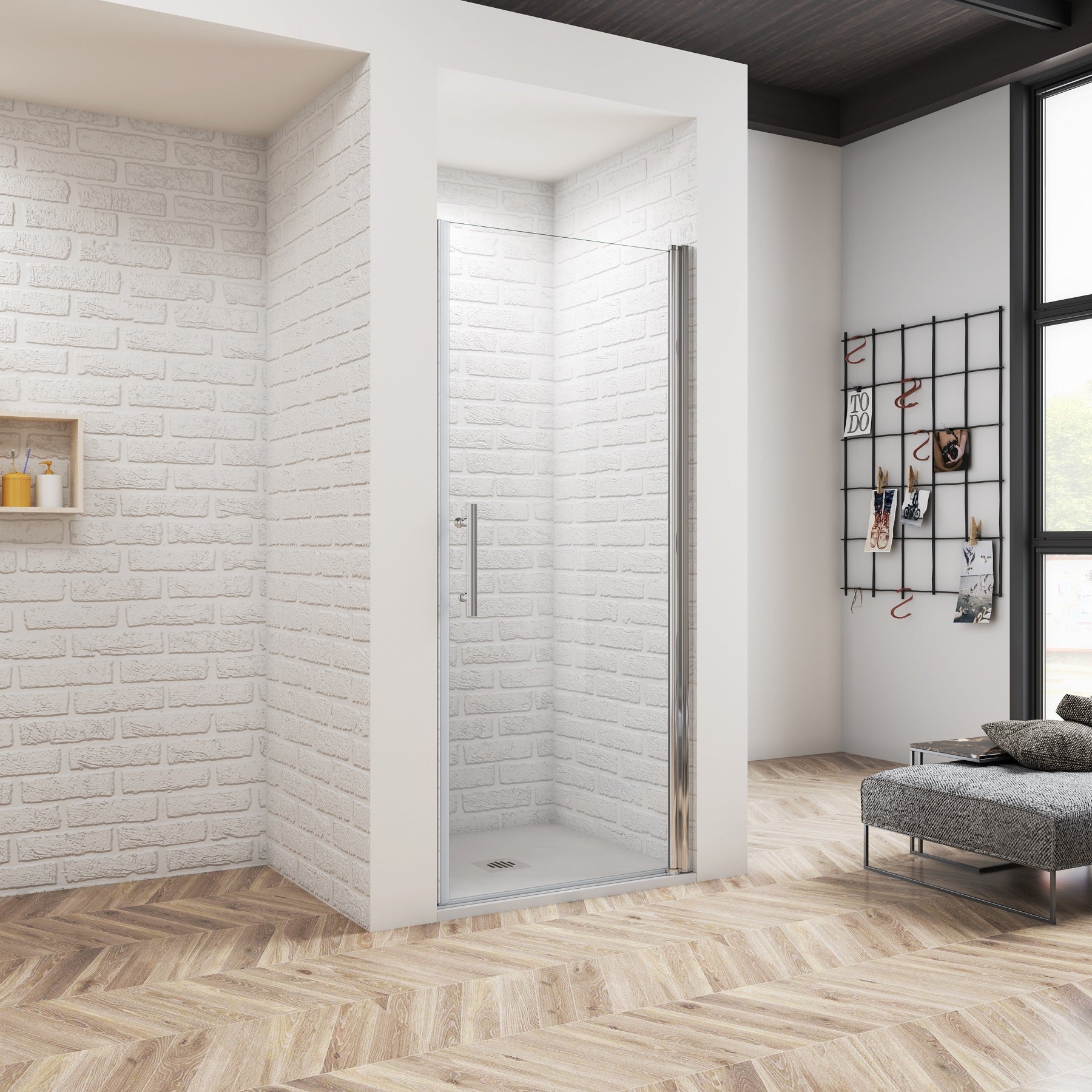 Porte de Douche 100x197cm - Verre Trempé Anticalcaire 6mm -Système ...