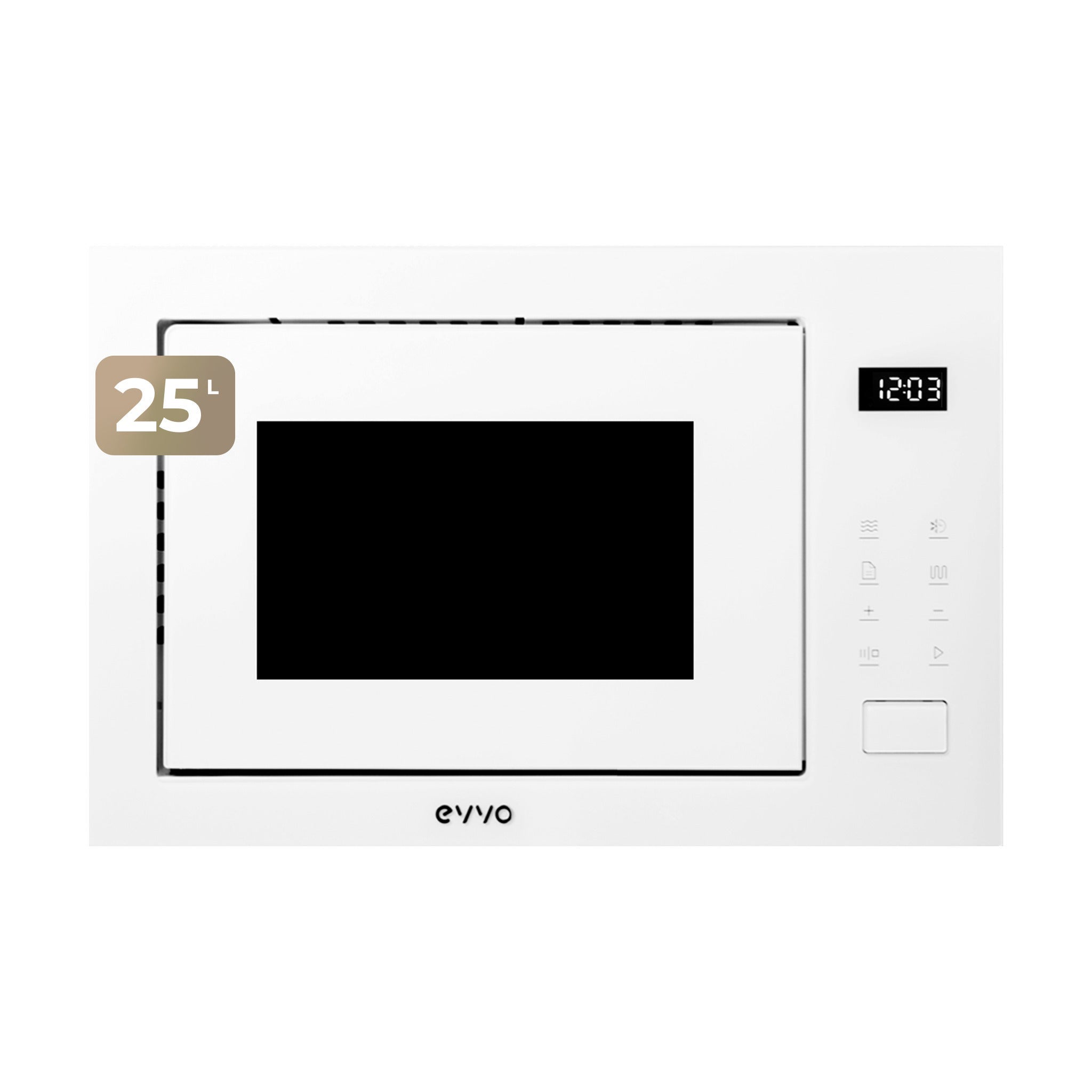 EVVO Microondas integrable Mi45 Glass White, 25L, grill 1200W, 8 ...