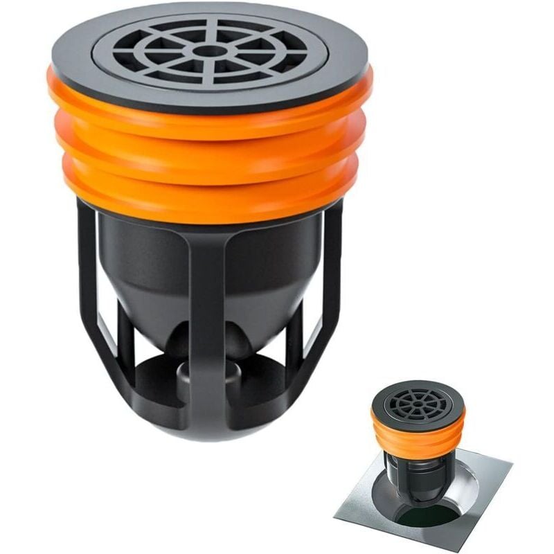 1 Bonde de sol anti-refoulement noire et orange, bonde de sol ...