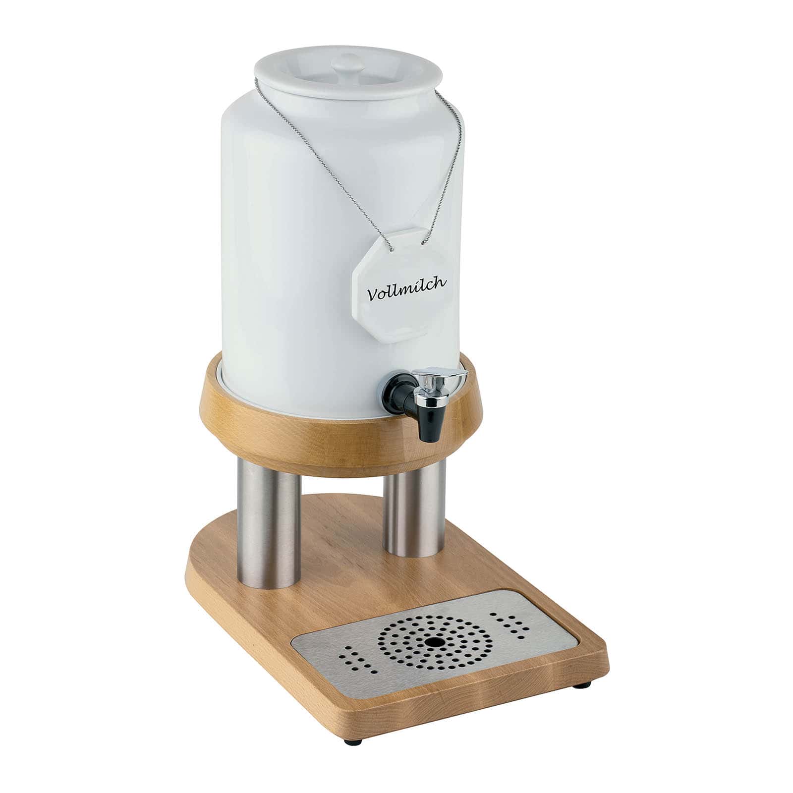 Porcelain milk dispenser 23 x 35 cm, height 42 cm ca. 4 liters, beech ...
