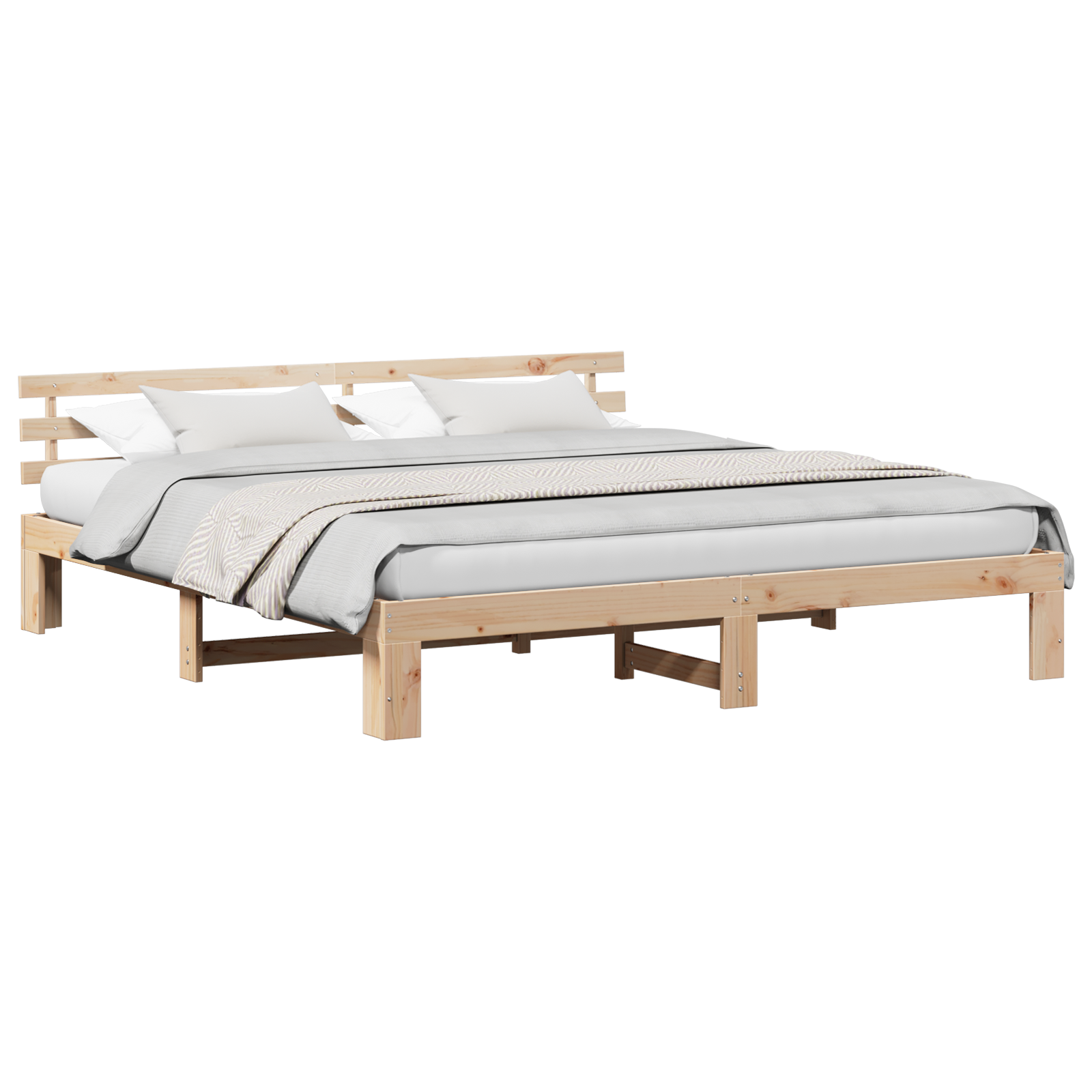 Lit double | Lit adulte | Cadre de Lit en Bois de Pin Naturel Naturel ...