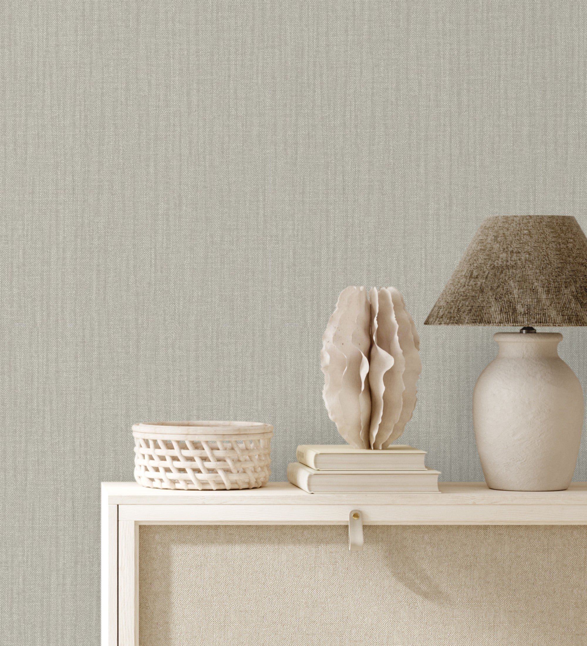 Papier peint vinyle effet tissu de lin, ton gris vison - Savoy Linen ...